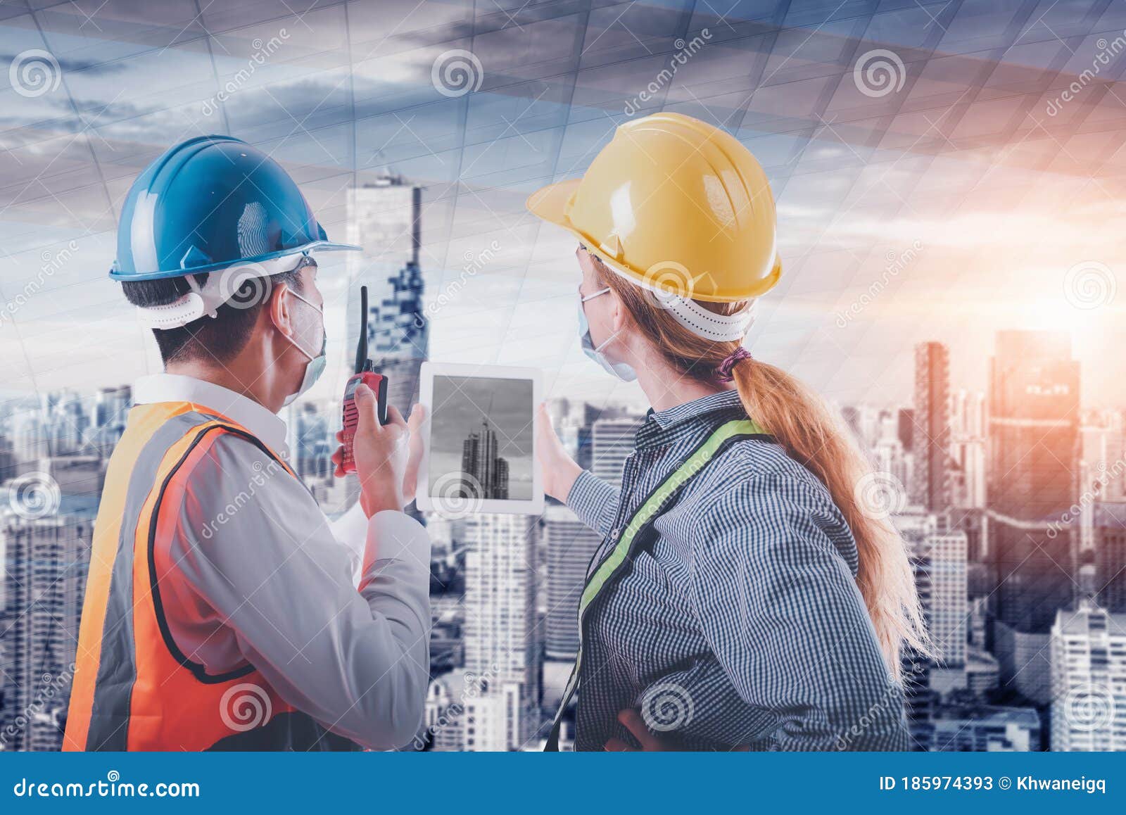 Construction Engineer and Architect Worker Team Supervision Plan To ...