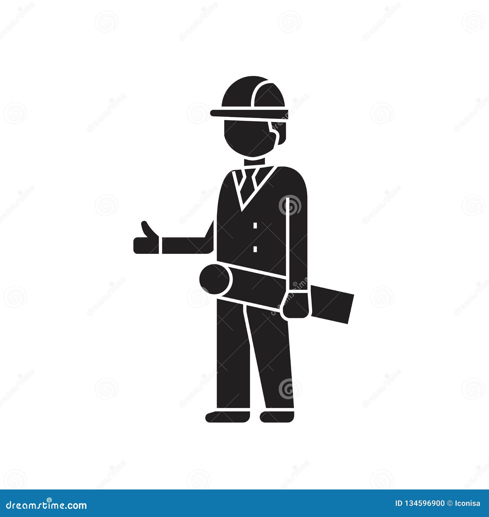 Construction Engineer Black Vector Concept Icon. Construction Engineer ...