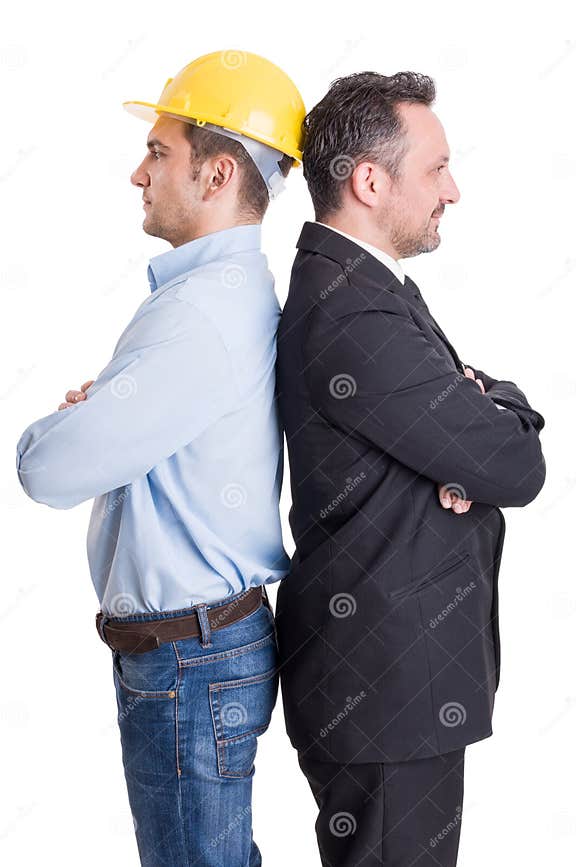 Construction Engineer and Business Man Back To Back Stock Photo - Image ...