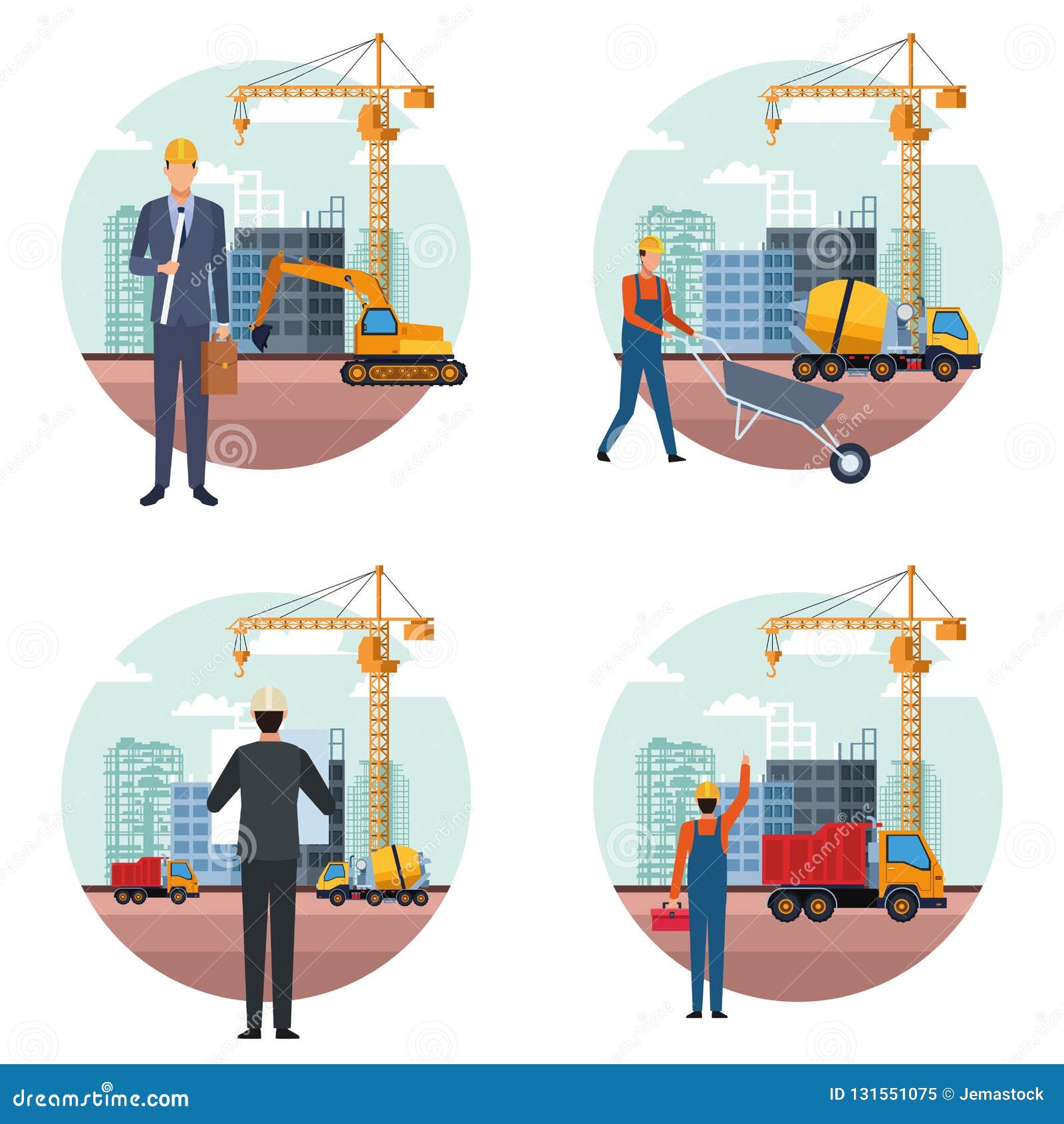 Construction Engineer Cartoon Stock Vector - Illustration of city ...