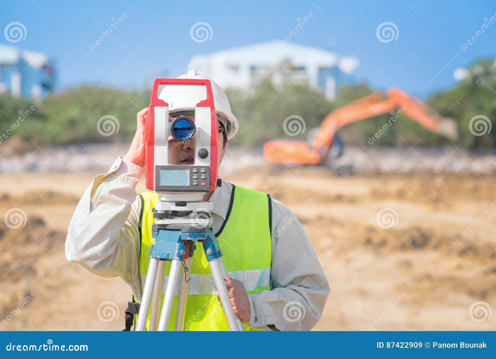 Construction Engineer Checking Construction Site Stock Image - Image of ...