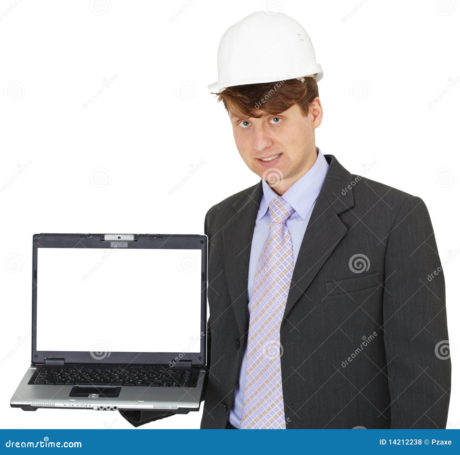 Construction Engineer with Computer Stock Photo - Image of lilac ...