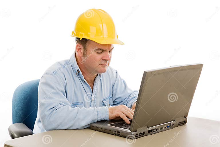 Construction Engineer on Computer Stock Image - Image of clothing ...