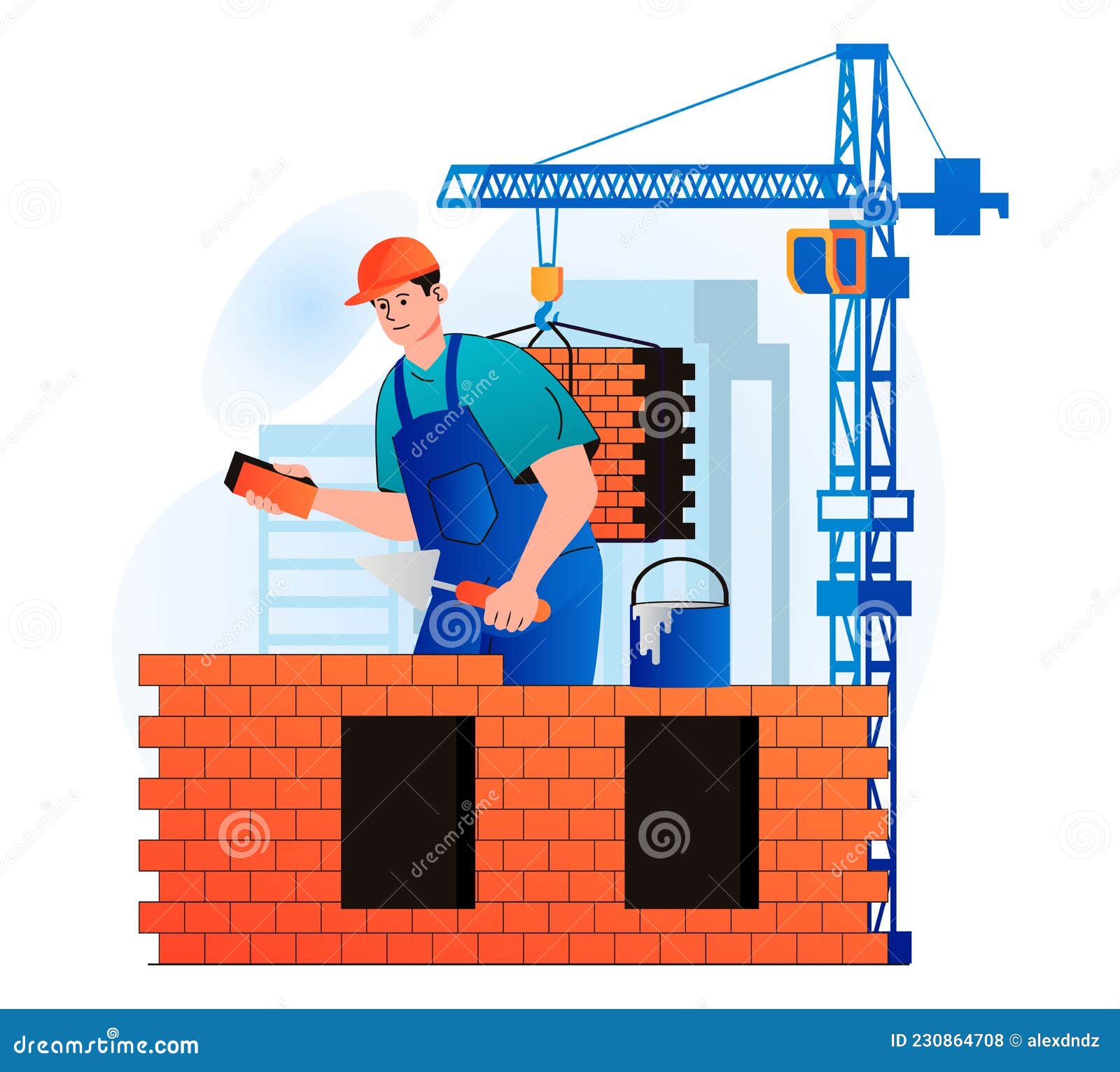 Construction Engineer Concept in Modern Flat Design. Stock Vector - Illustration of icon, vector ...