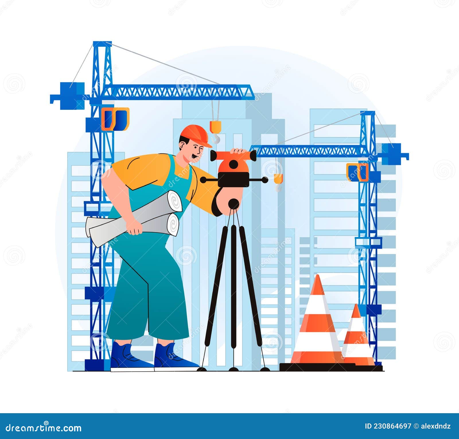 Construction Engineer Concept in Modern Flat Design. Stock Vector ...