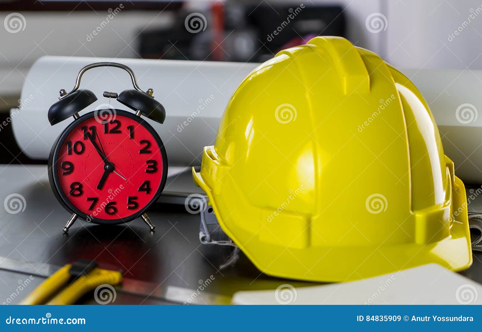 Construction Engineer Deadline Alarm Clock Stock Image - Image of ...