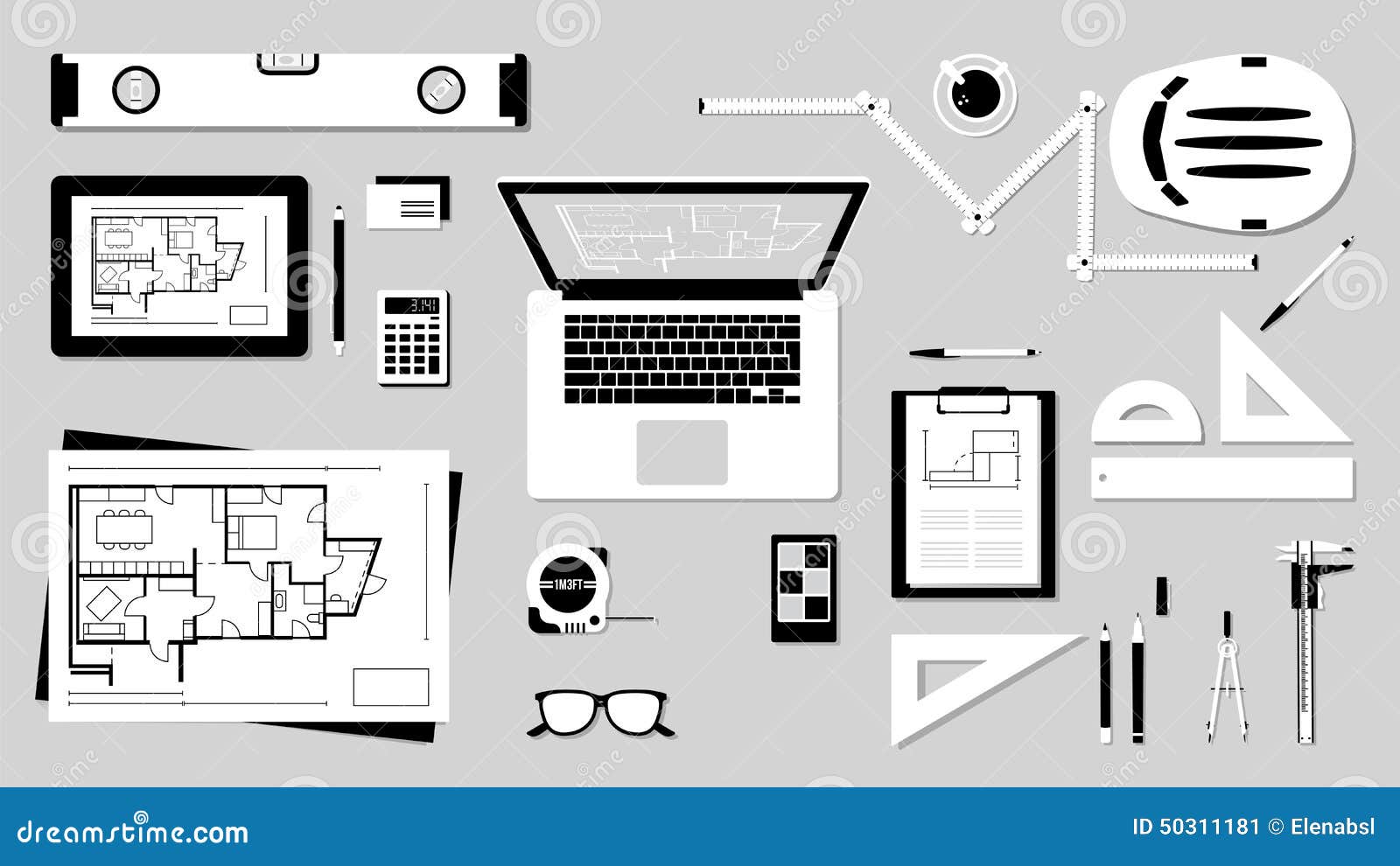 Construction engineer desk stock vector. Illustration of desk - 50311181