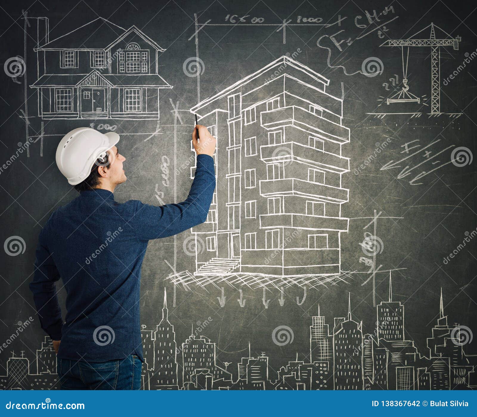 Construction Engineer Drawing Projects Stock Illustration ...