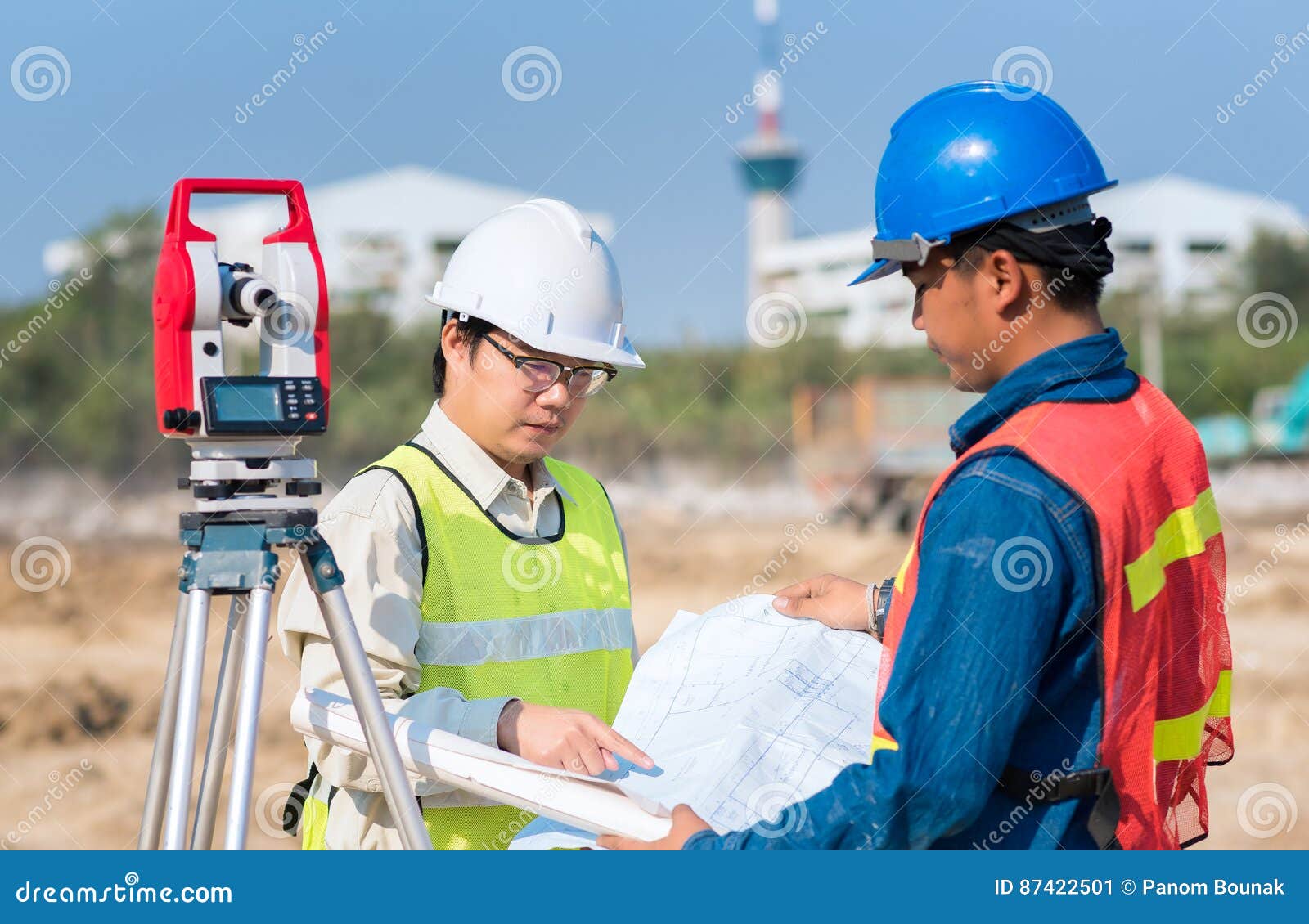 Construction Engineer and Foreman Worker Checking Site Stock Image ...