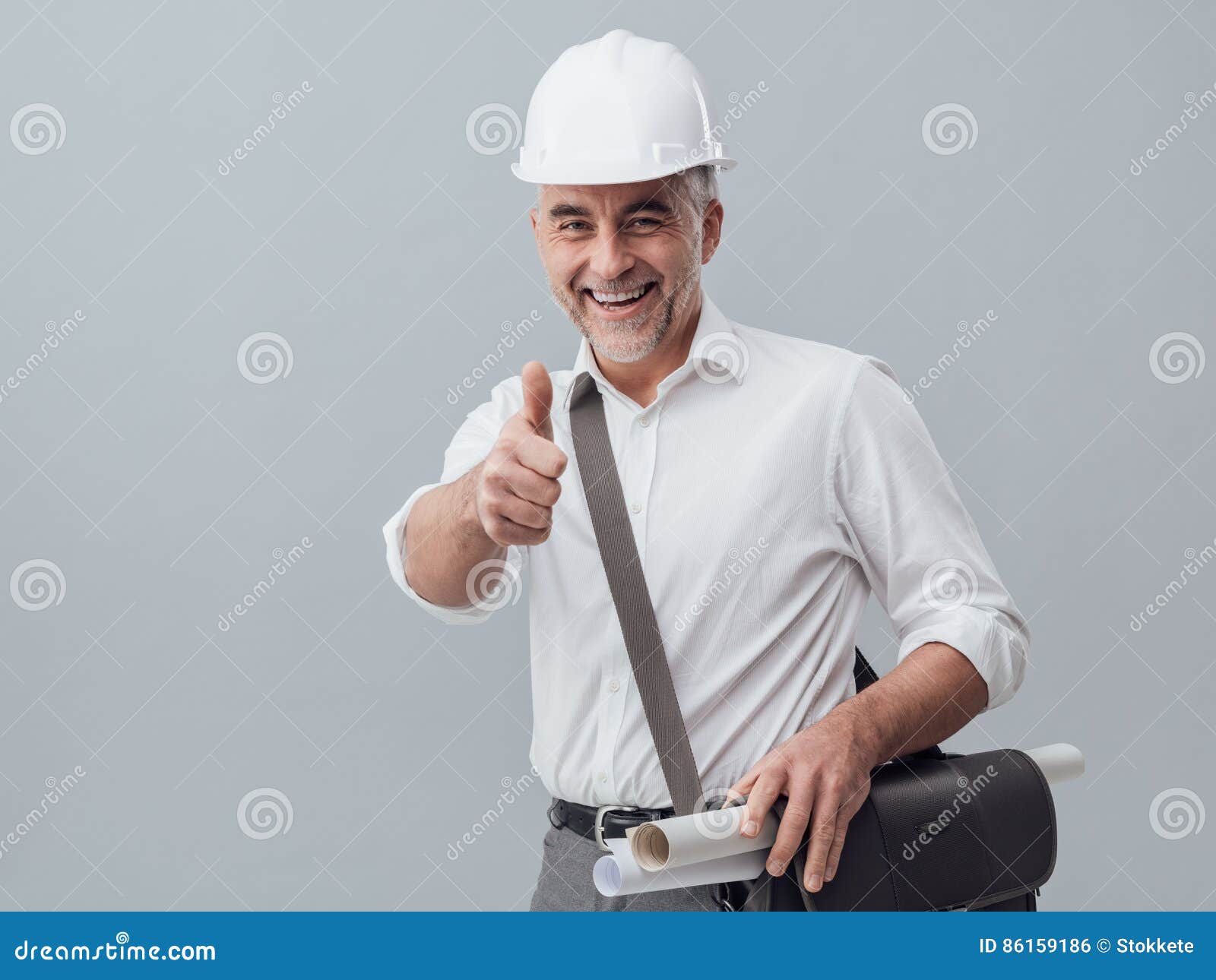 Construction Engineer Giving a Thumbs Up Stock Photo - Image of ...