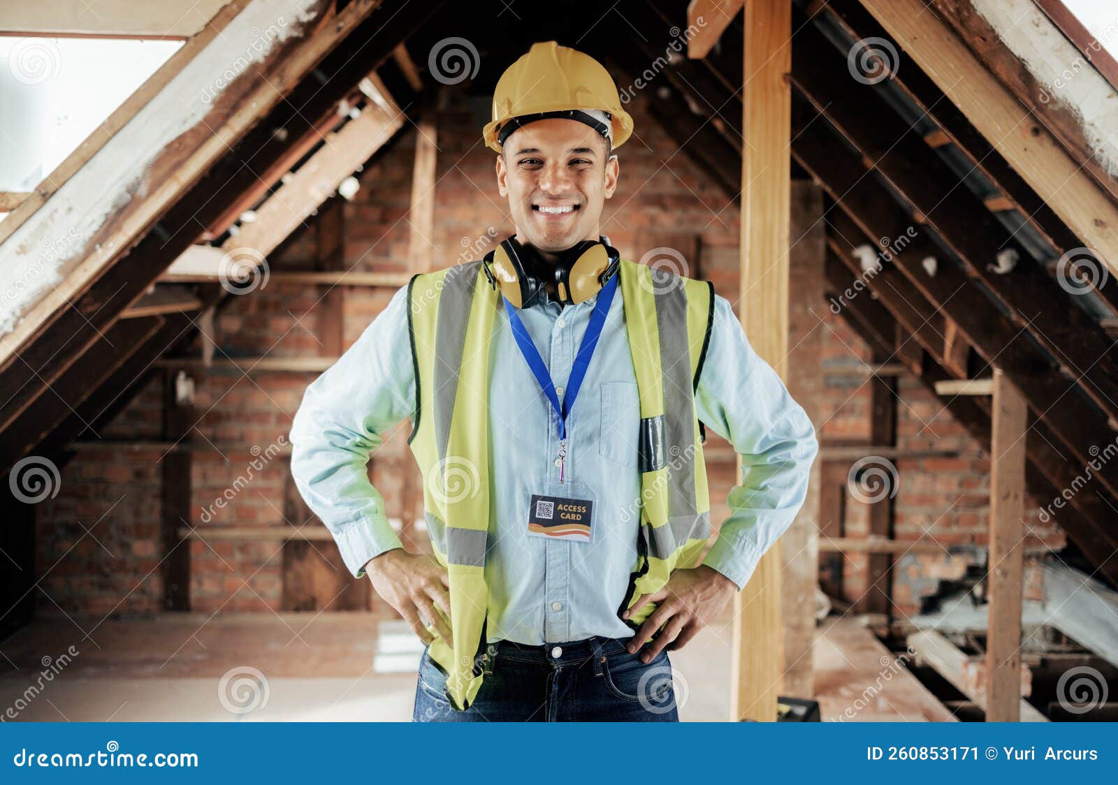 Construction, Engineer and Happy Employee, Smile and Leadership on ...