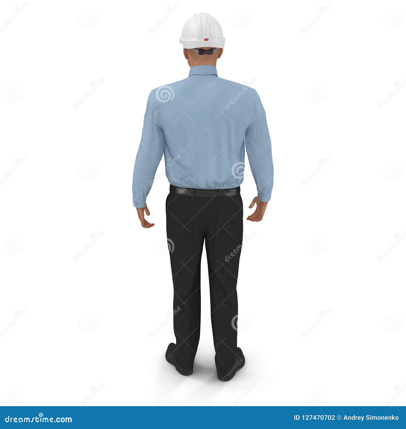 Construction Engineer in Hardhat Standing Pose Isolated on White ...