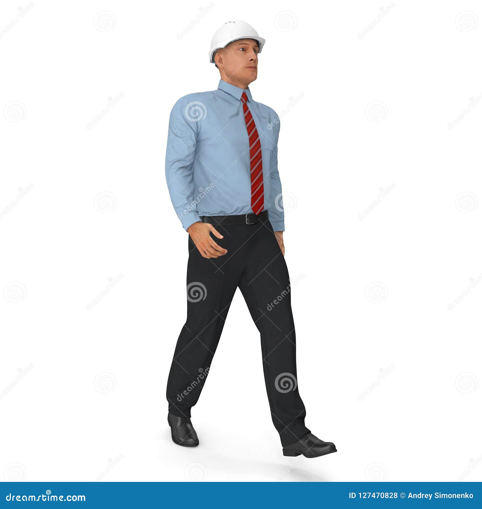 Construction Engineer in Hardhat Walking Pose Isolated on White ...