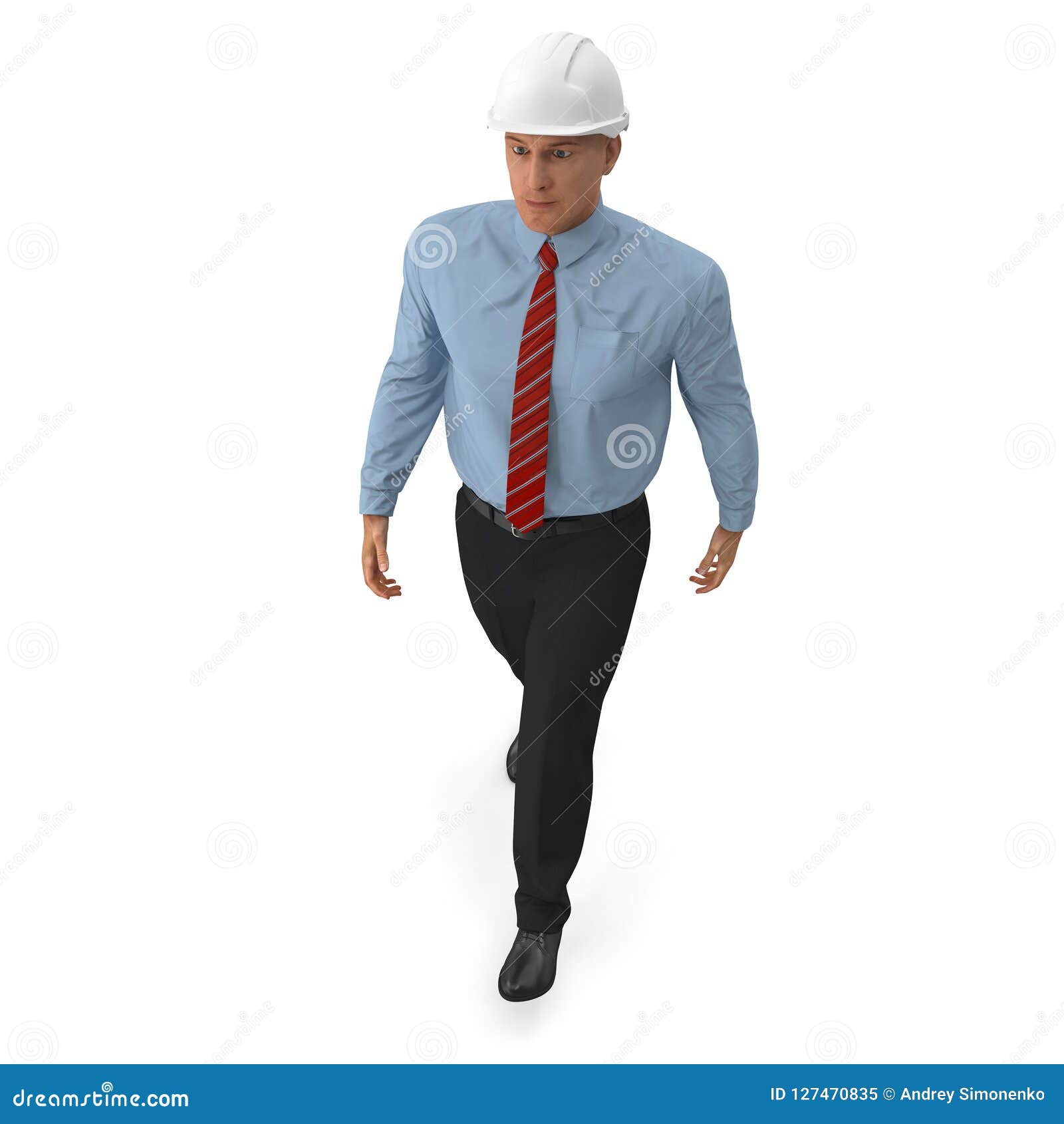 Construction Engineer In Hardhat Walking Pose Isolated On White ...