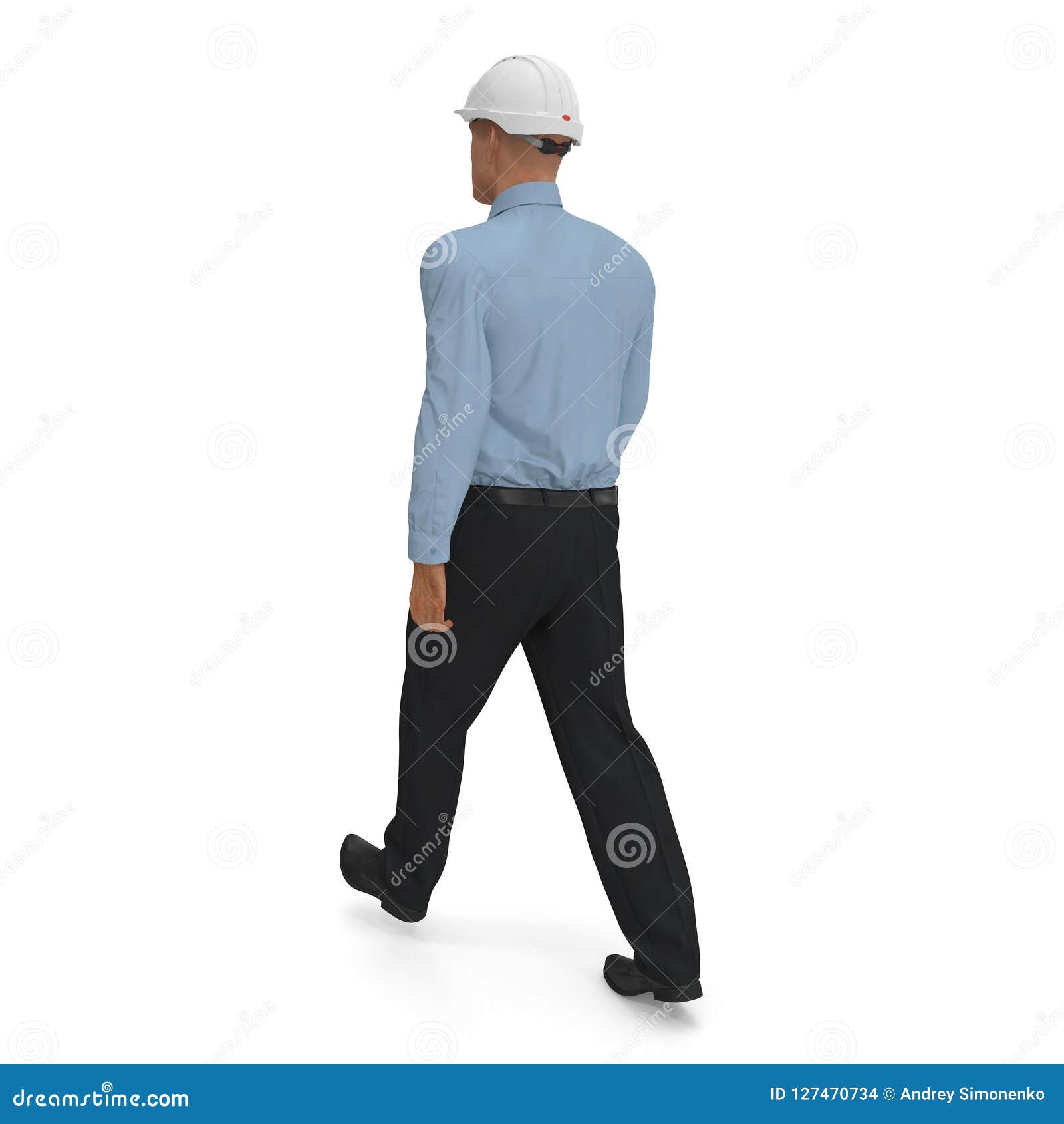 Construction Engineer in Hardhat Walking Pose Isolated on White ...