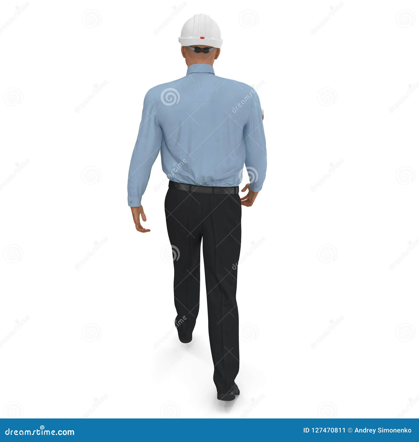 Construction Engineer in Hardhat Walking Pose Isolated on White ...