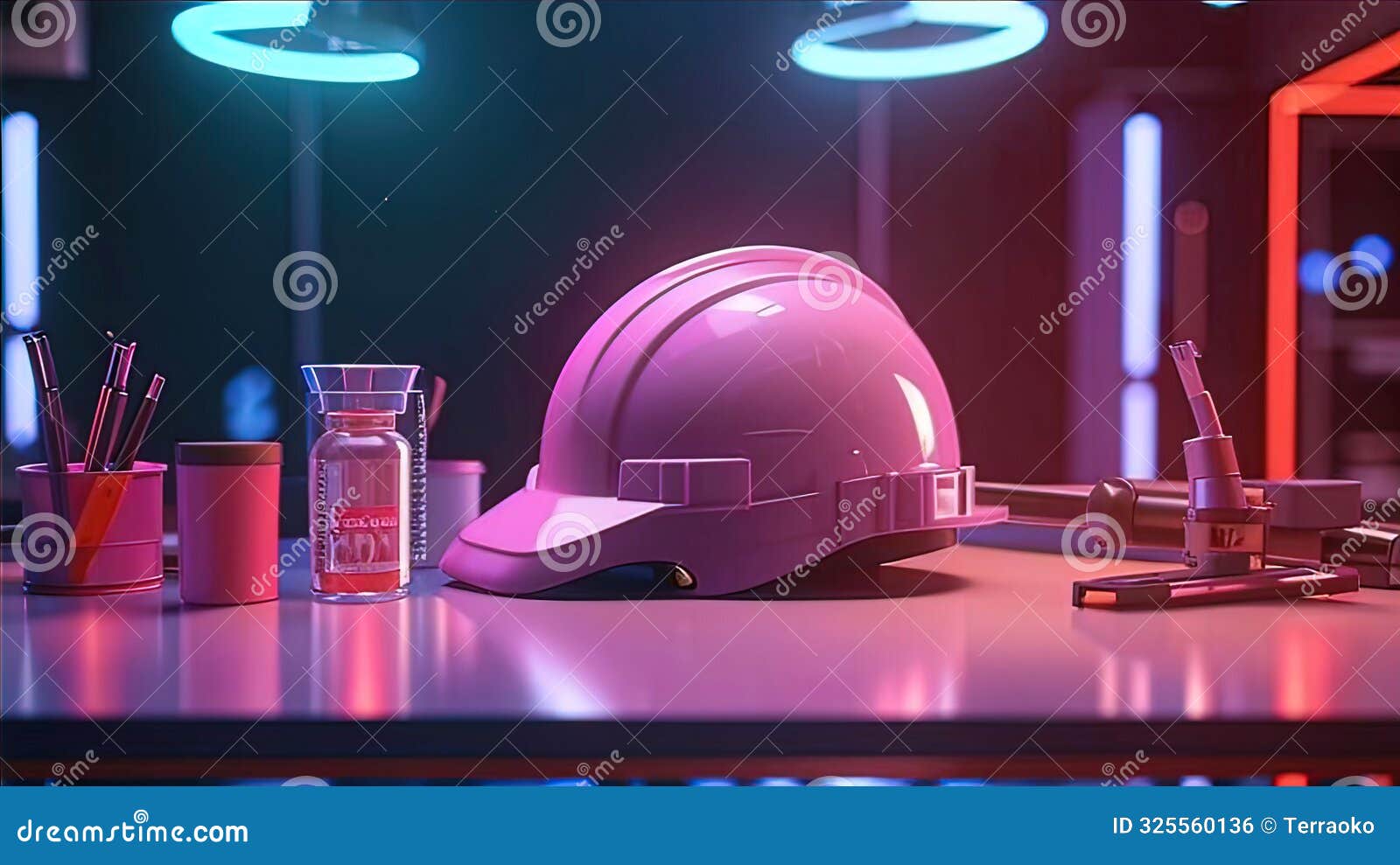 Construction Engineer Helmet with Objects on the Table, Builder ...