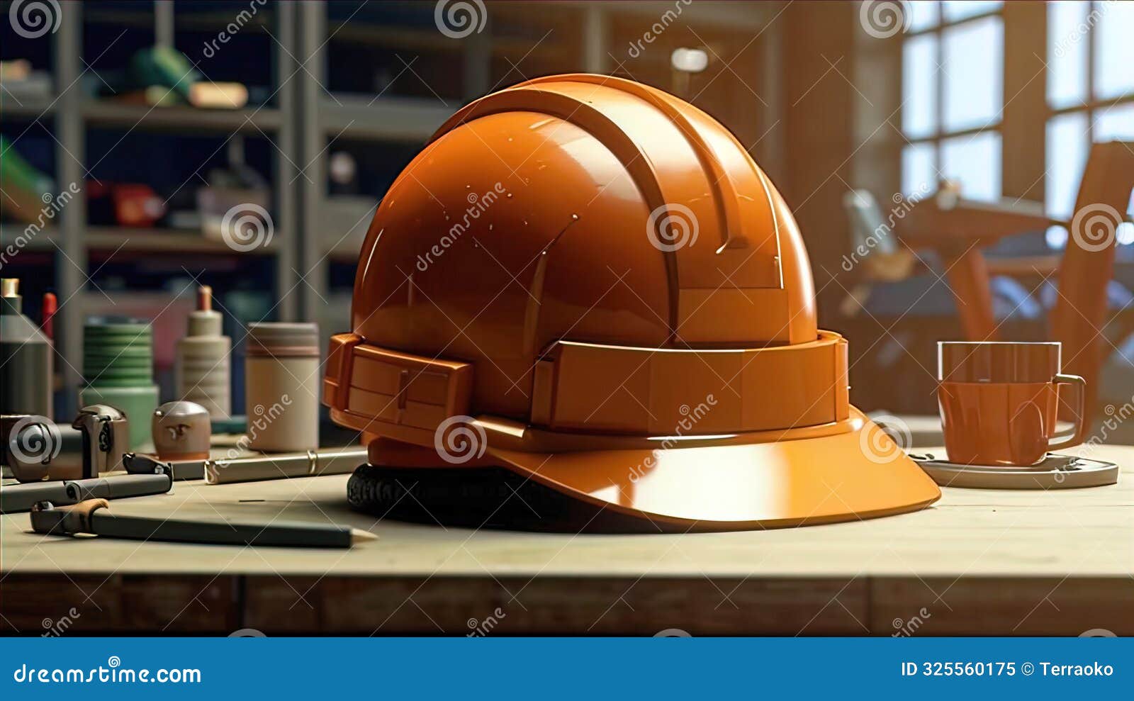 Construction Engineer Helmet with Objects on the Table, Builder ...