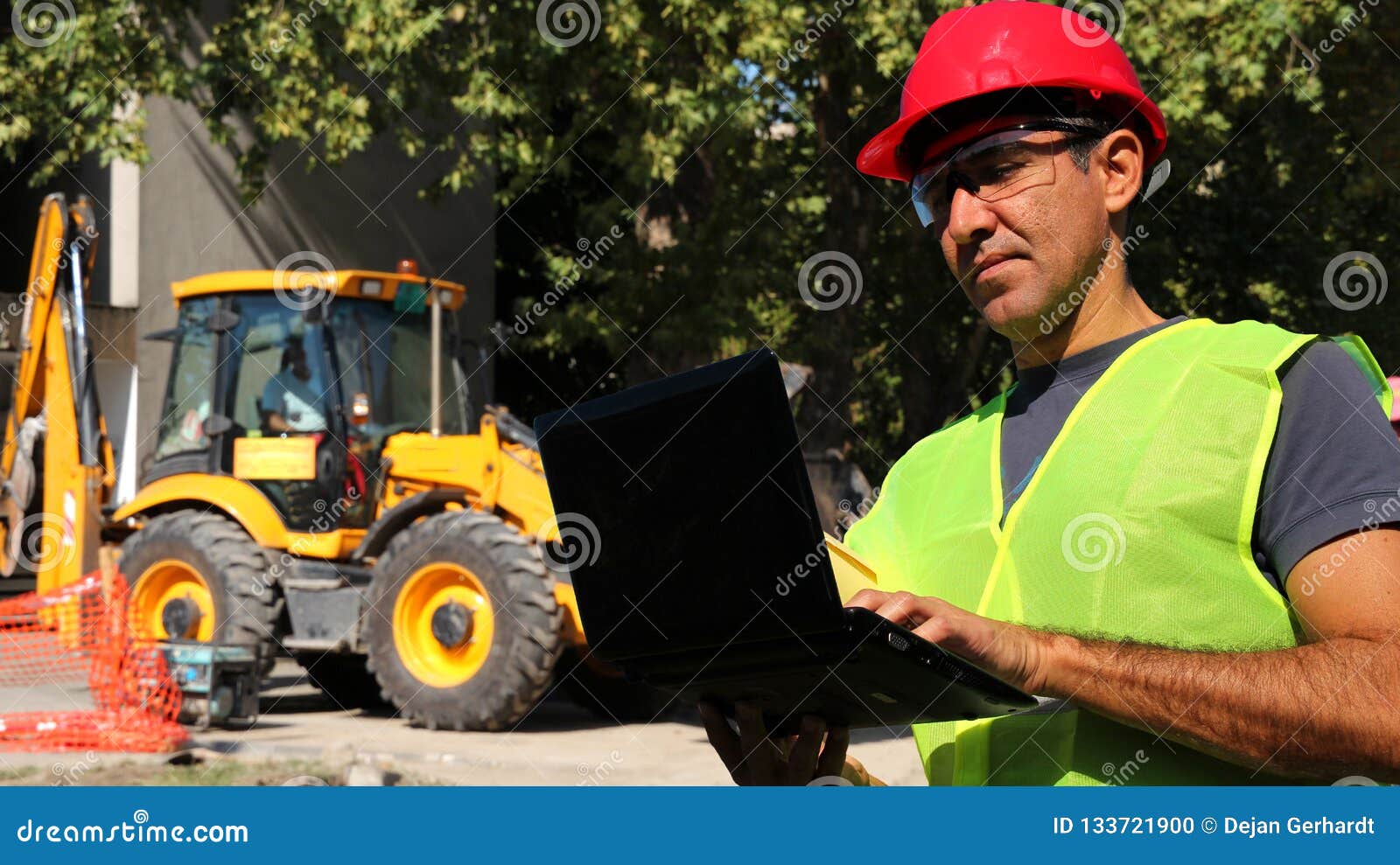 Construction Engineer with Laptop Computer Stock Photo - Image of ...