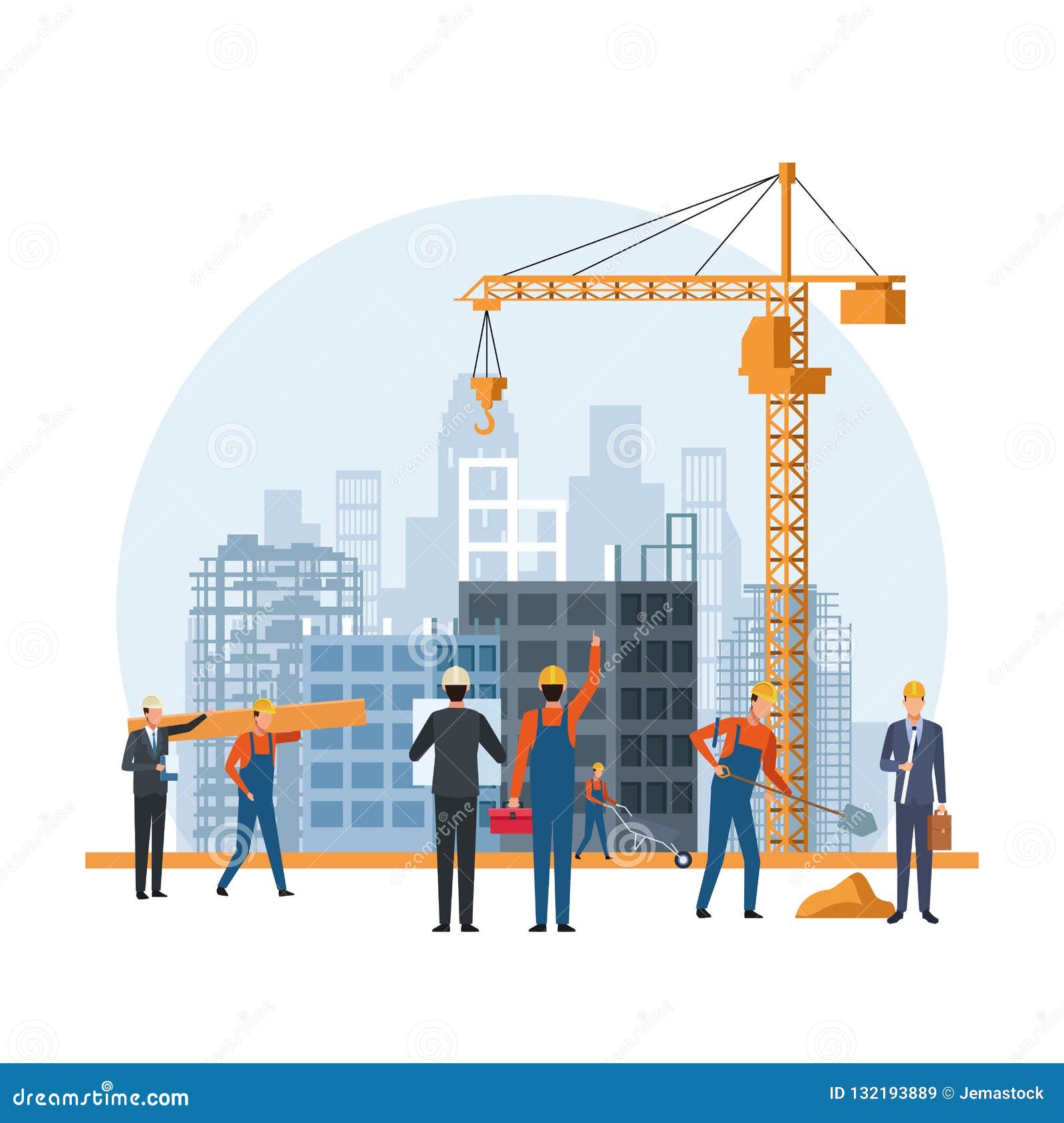 Builders Cartoon Characters Icons Set1.3 Vector Illustration ...