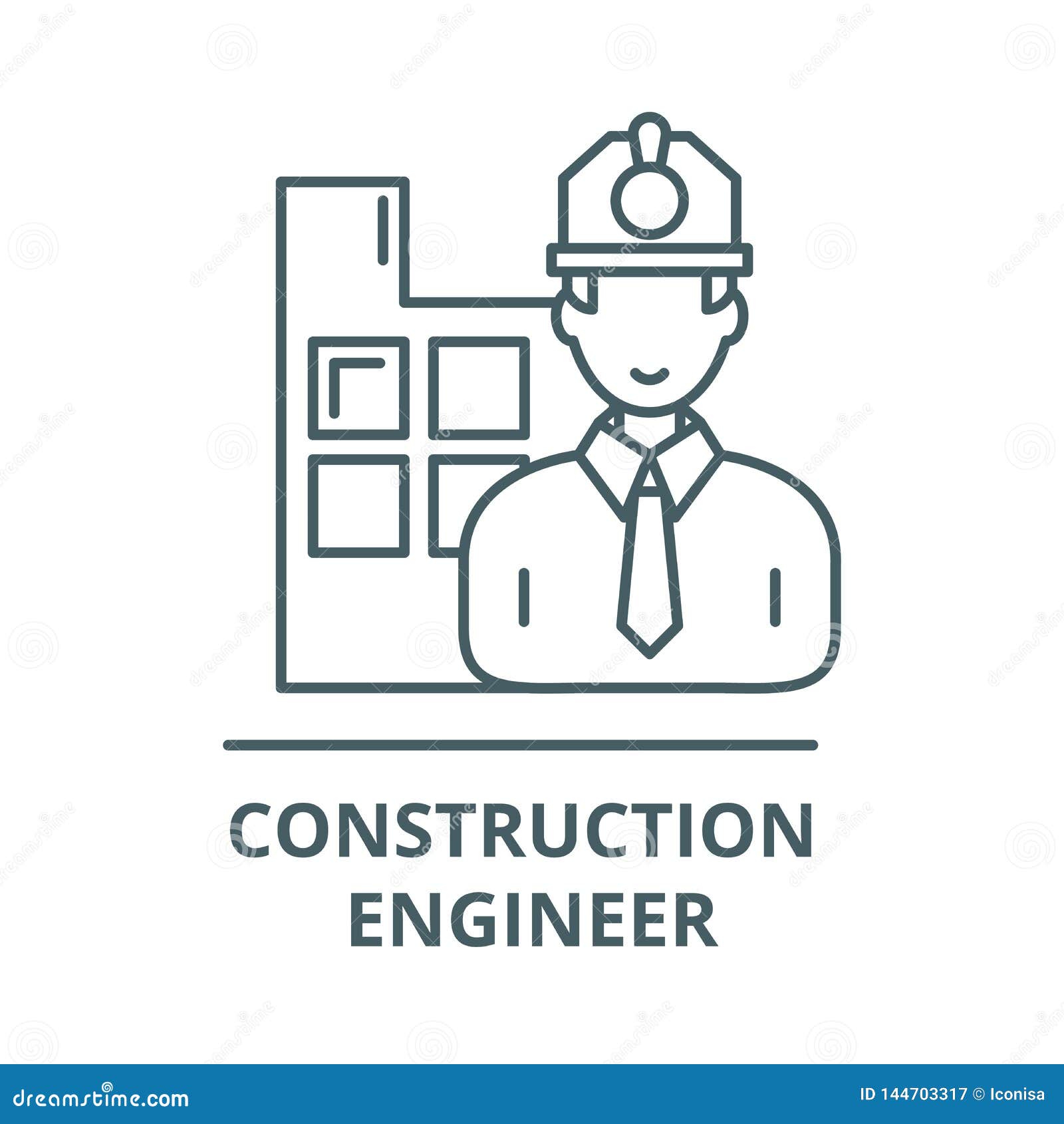 Construction Engineer Line Icon, Vector. Construction Engineer Outline ...