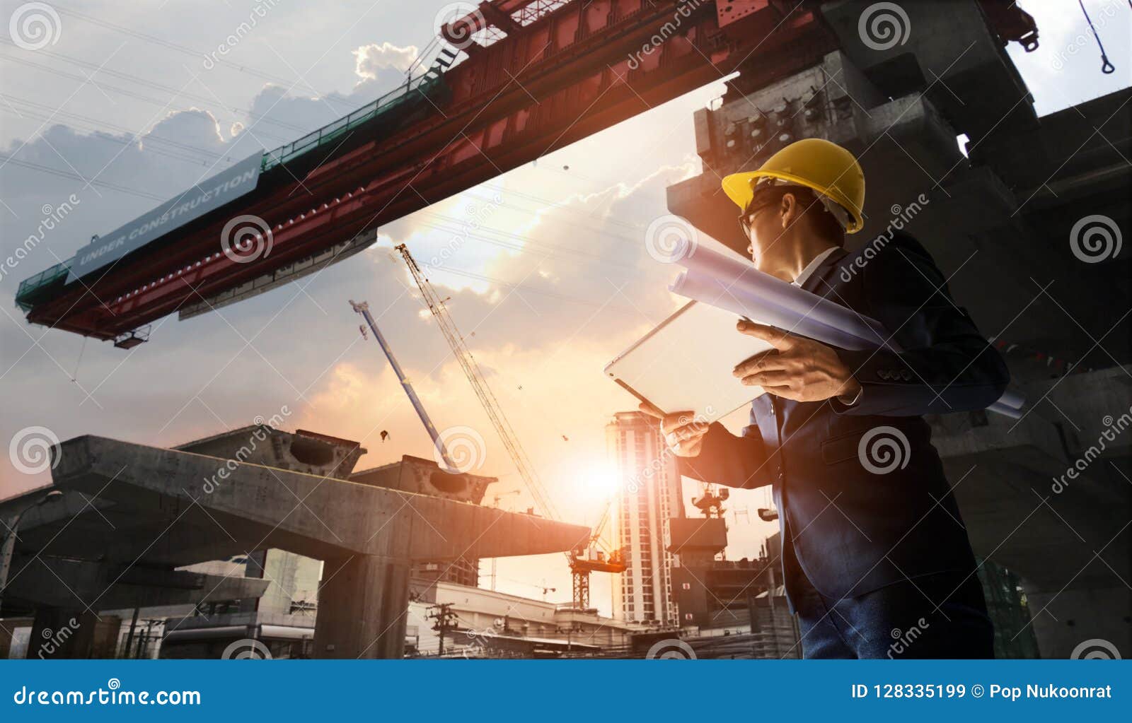 Construction Engineer Manager Supervising Progress Of BTS Station ...