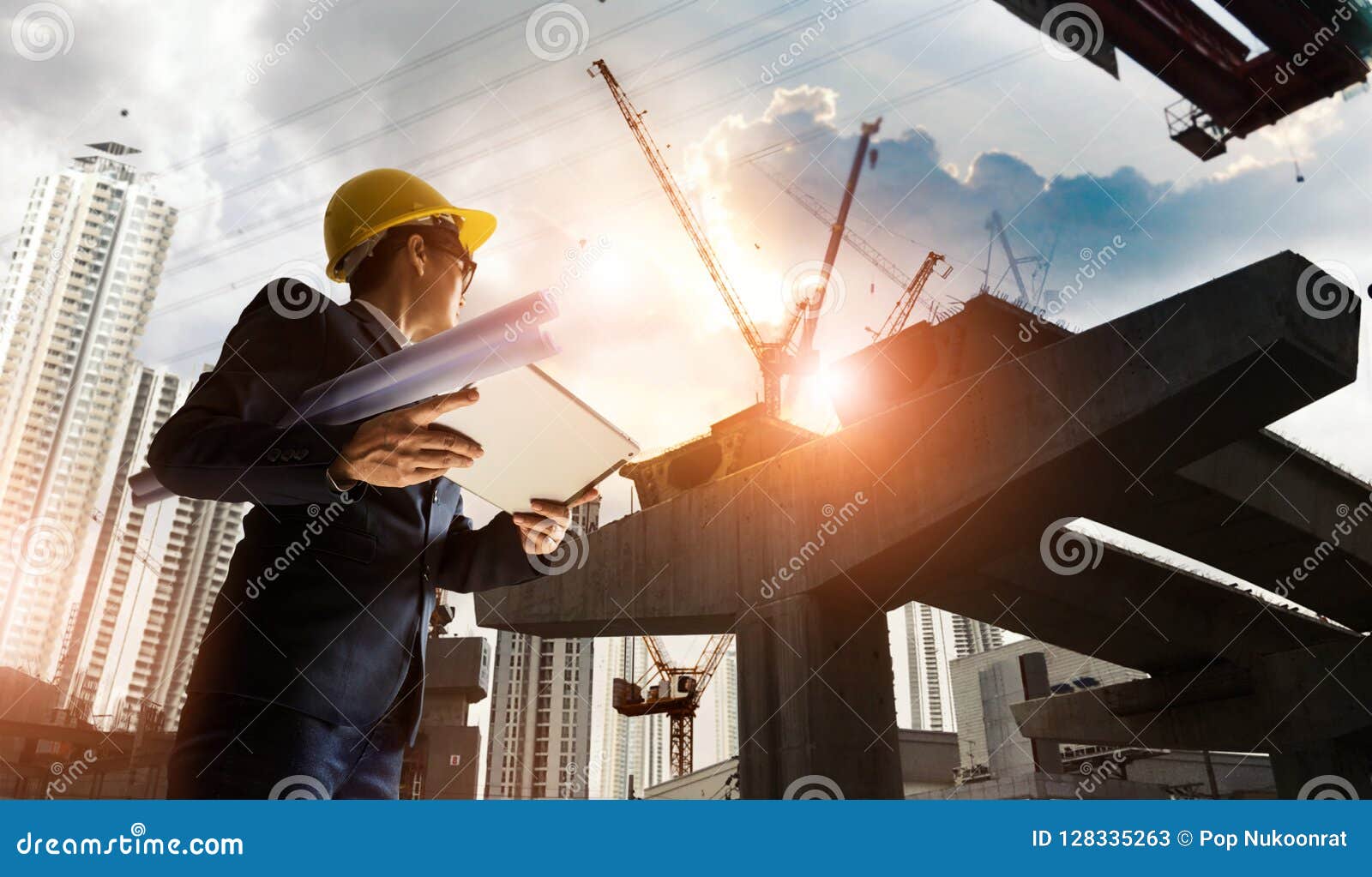 Construction Engineer Manager Supervising Progress of BTS Station ...