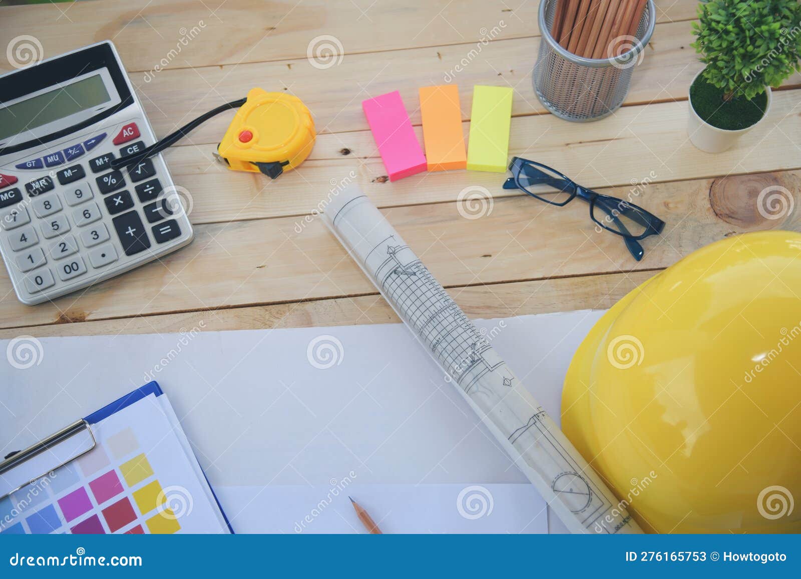 Construction Engineer Office Desk Architect Workplace. Engineer Drawing ...