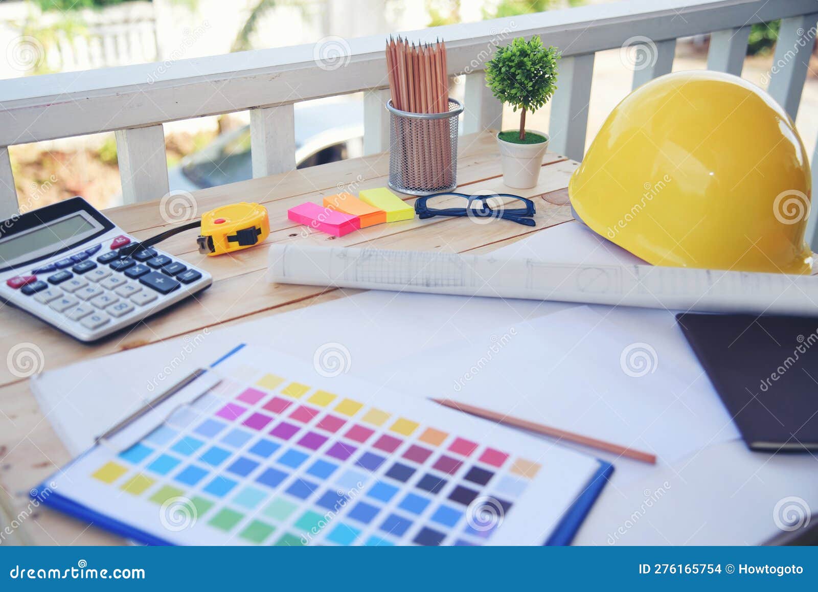 Construction Engineer Office Desk Architect Workplace. Engineer Drawing ...