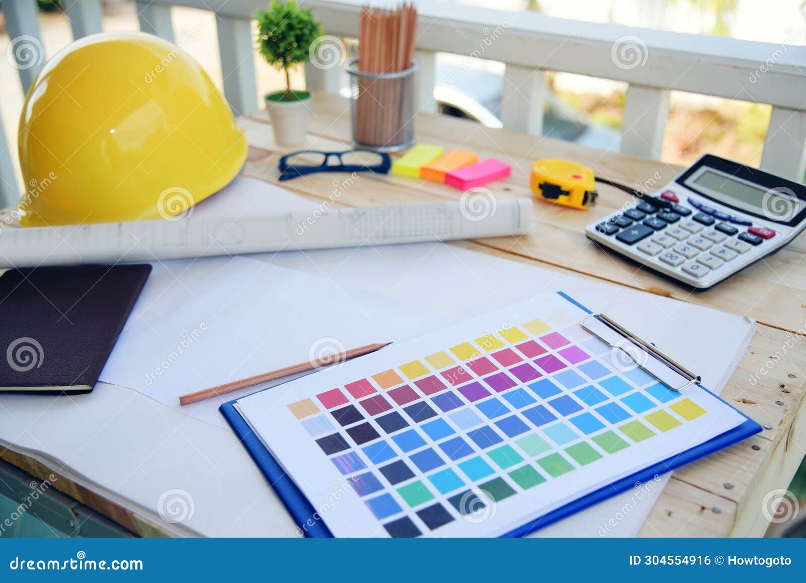 Construction Engineer Office Desk Architect Workplace. Engineer Drawing ...