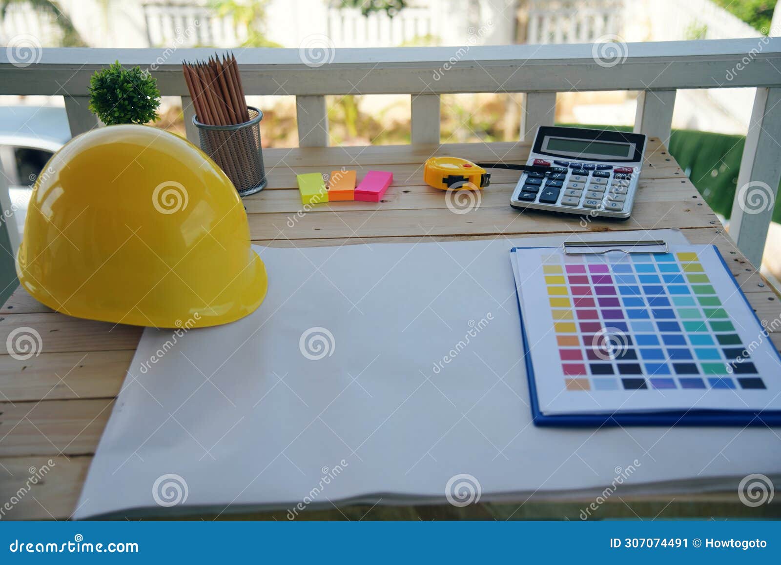Construction Engineer Office Desk Architect Workplace. Engineer Drawing ...