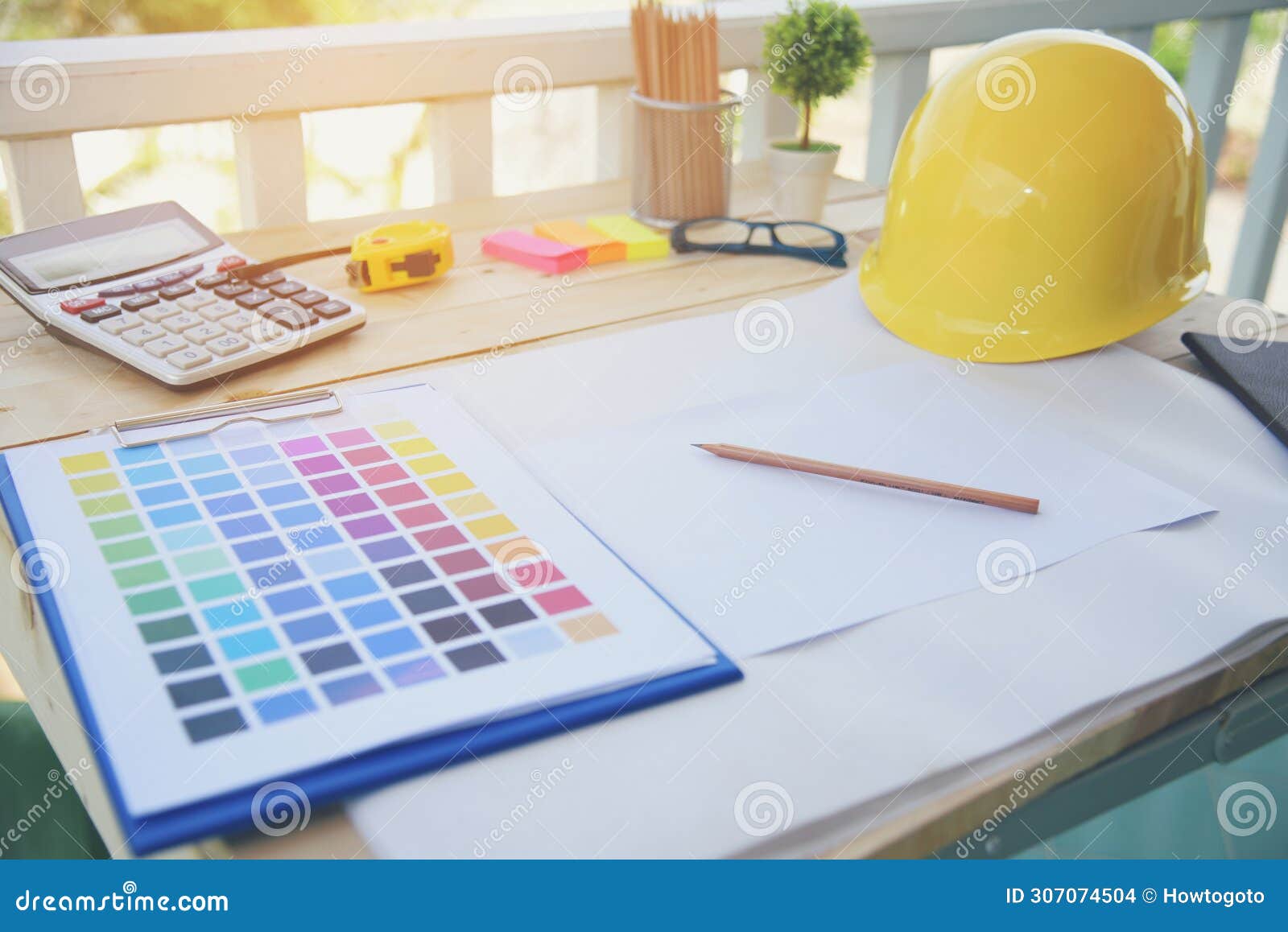 Construction Engineer Office Desk Architect Workplace. Engineer Drawing ...