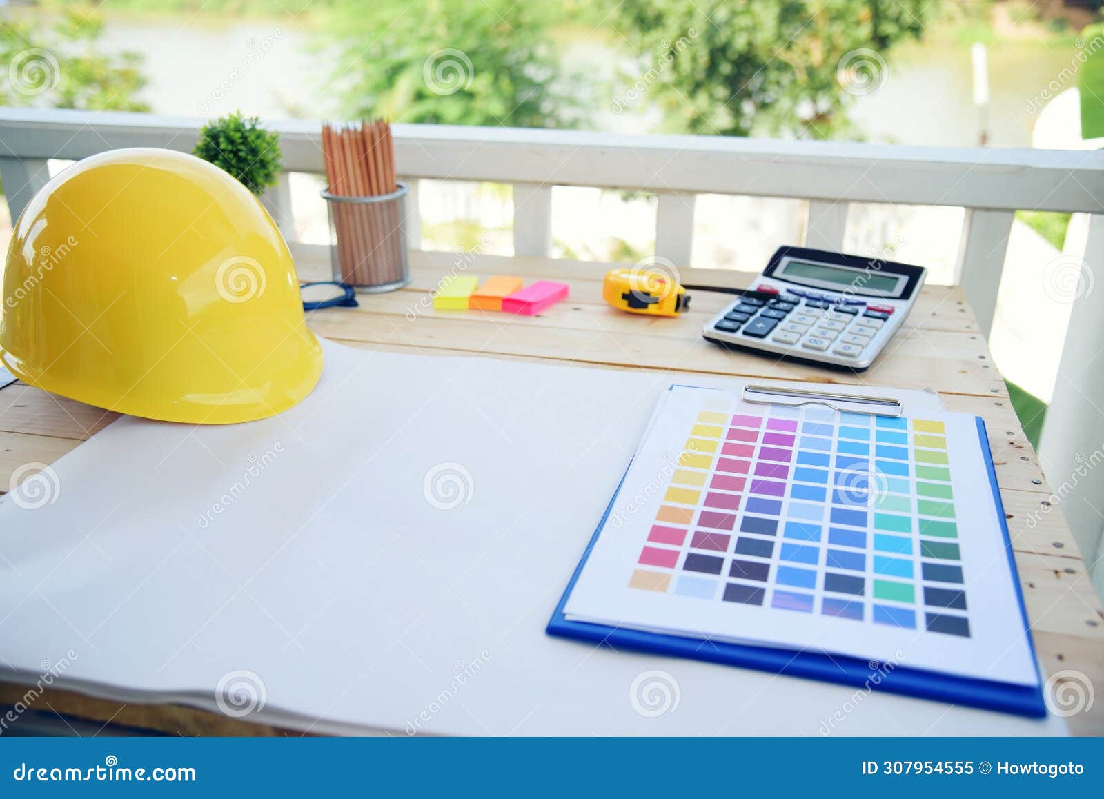 Construction Engineer Office Desk Architect Workplace. Engineer Drawing ...