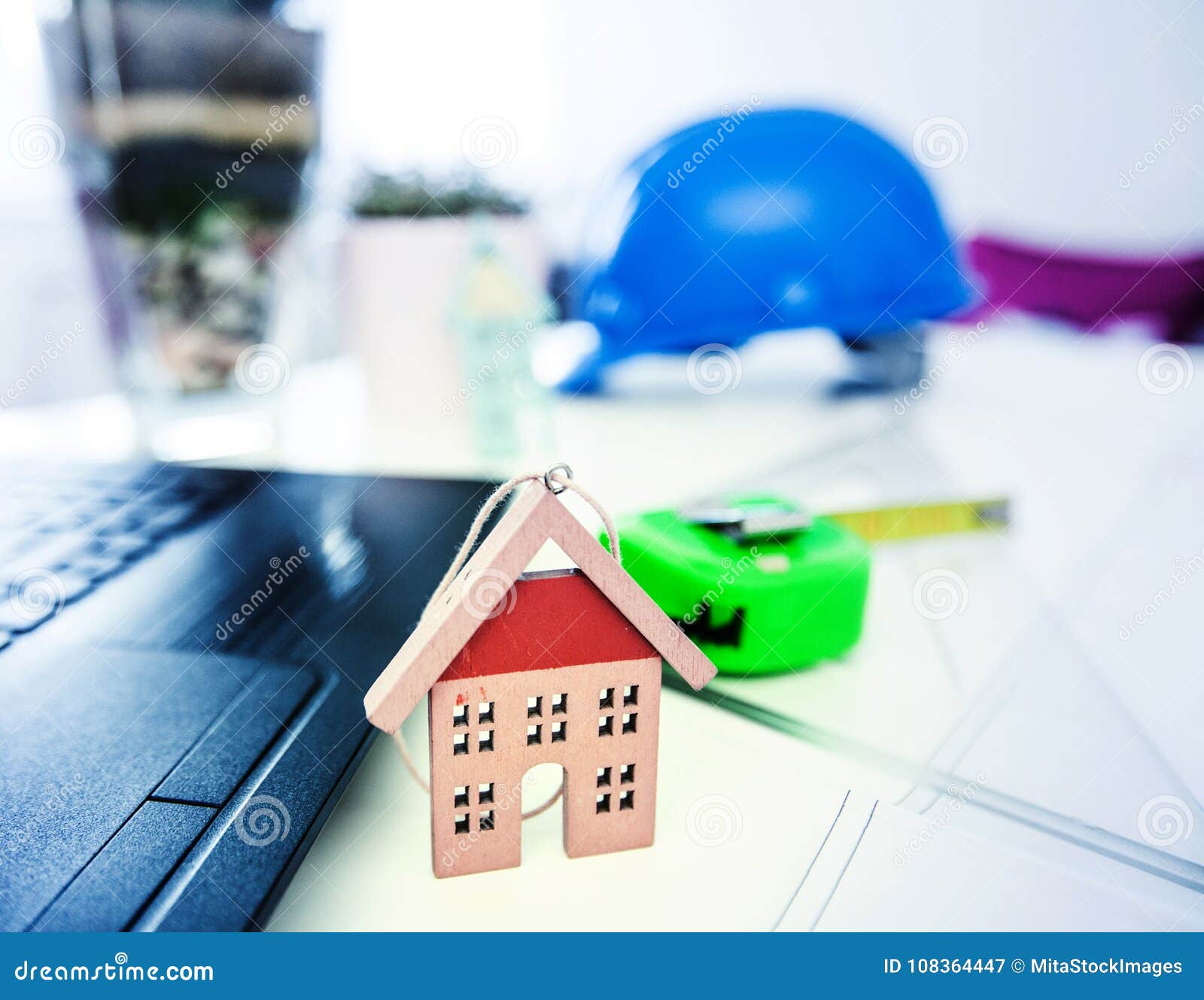 Construction Engineer Office Table Stock Image - Image of desk ...