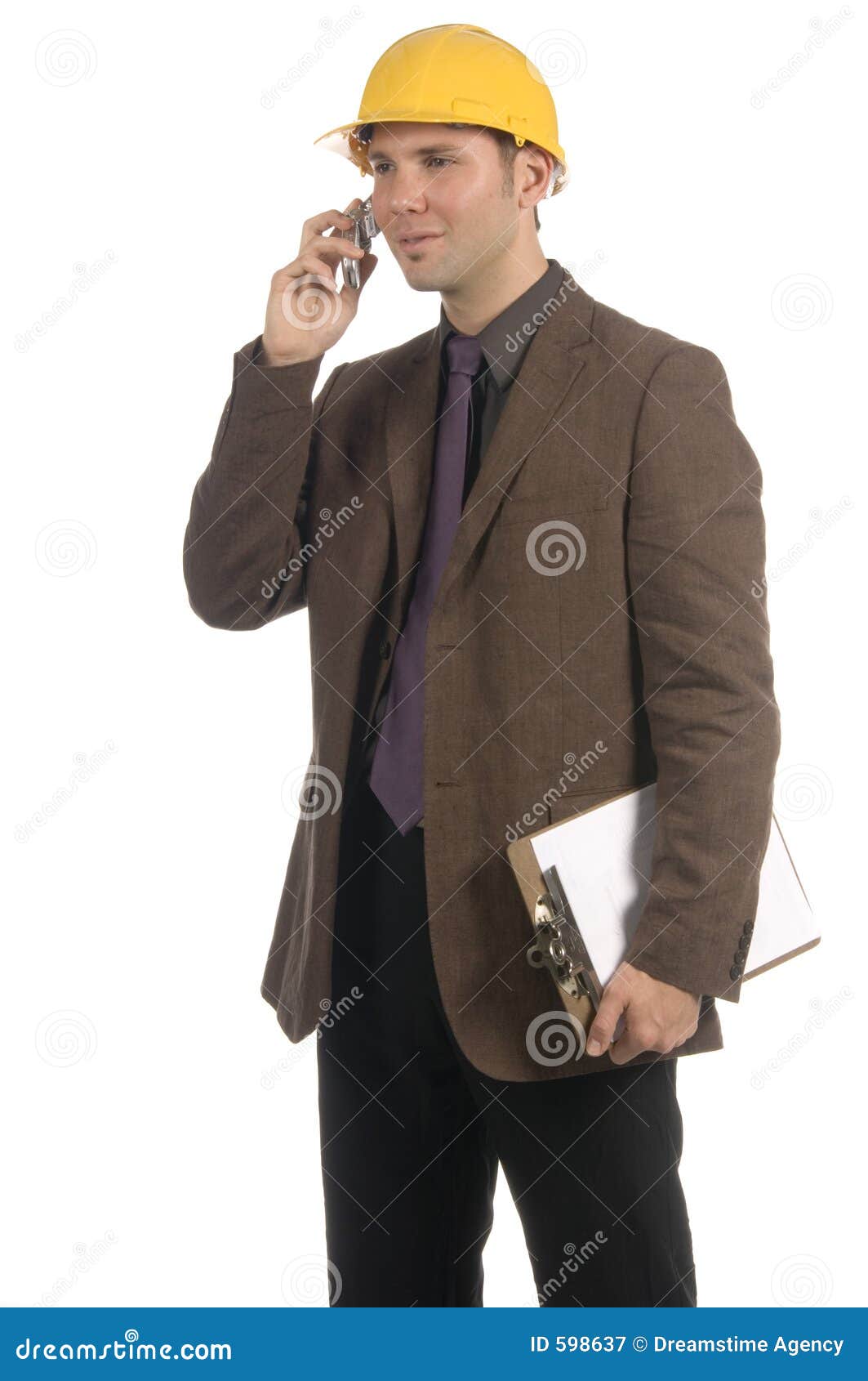 Construction Engineer on the Phone Stock Image - Image of protection ...