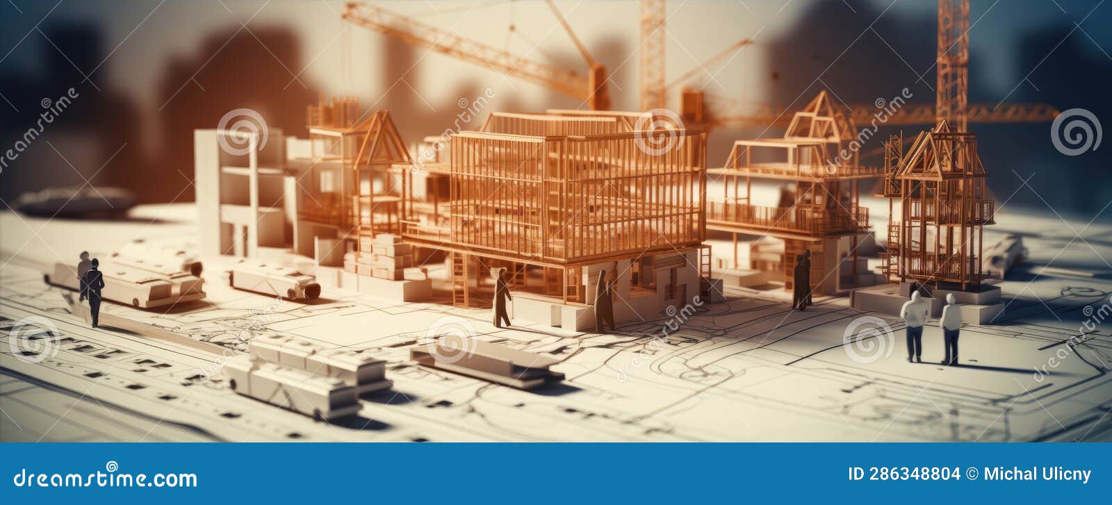 Construction Engineer Planning Work on Factory Site Stock Illustration ...