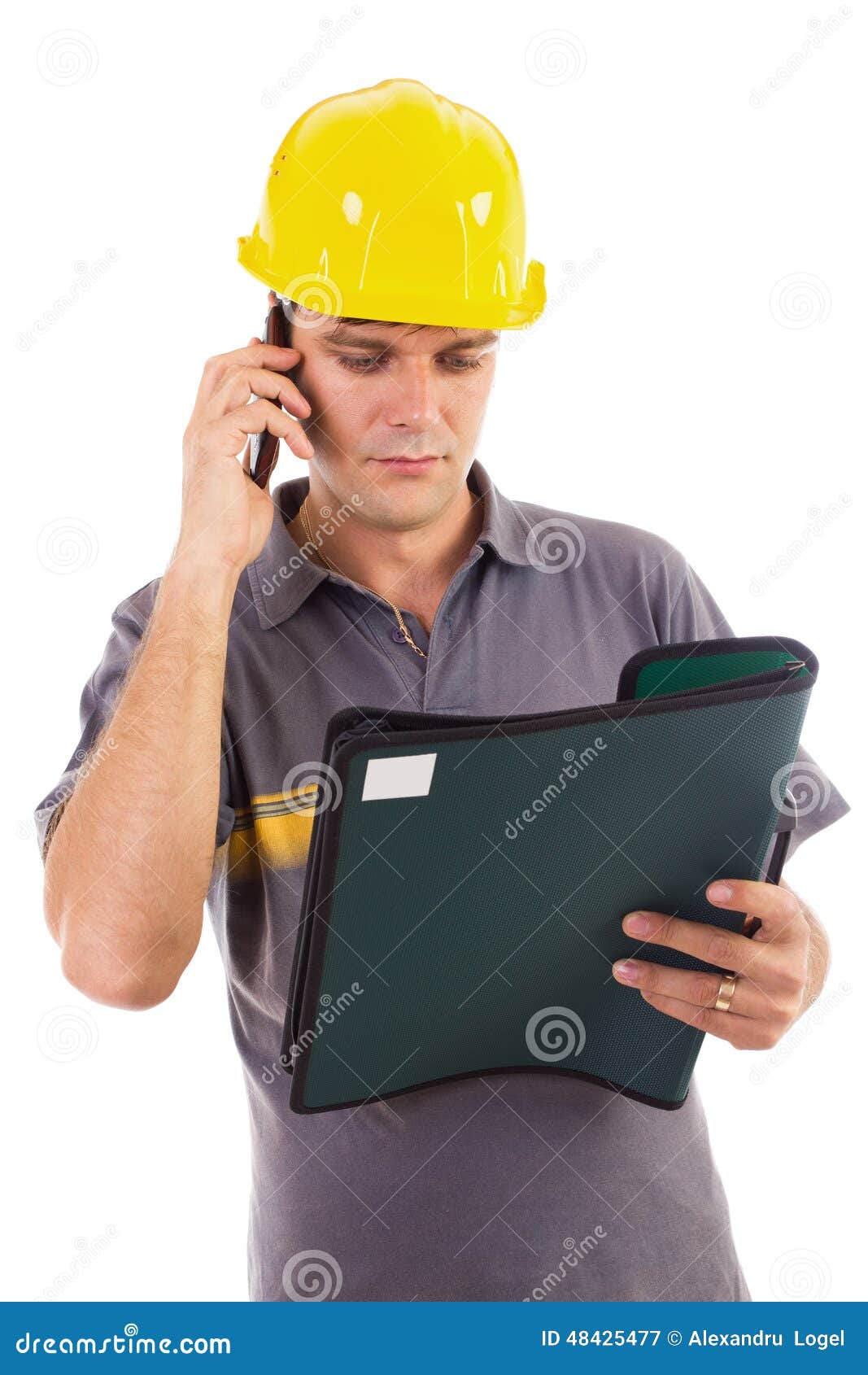 Construction Engineer Reading a Document Stock Image - Image of ...