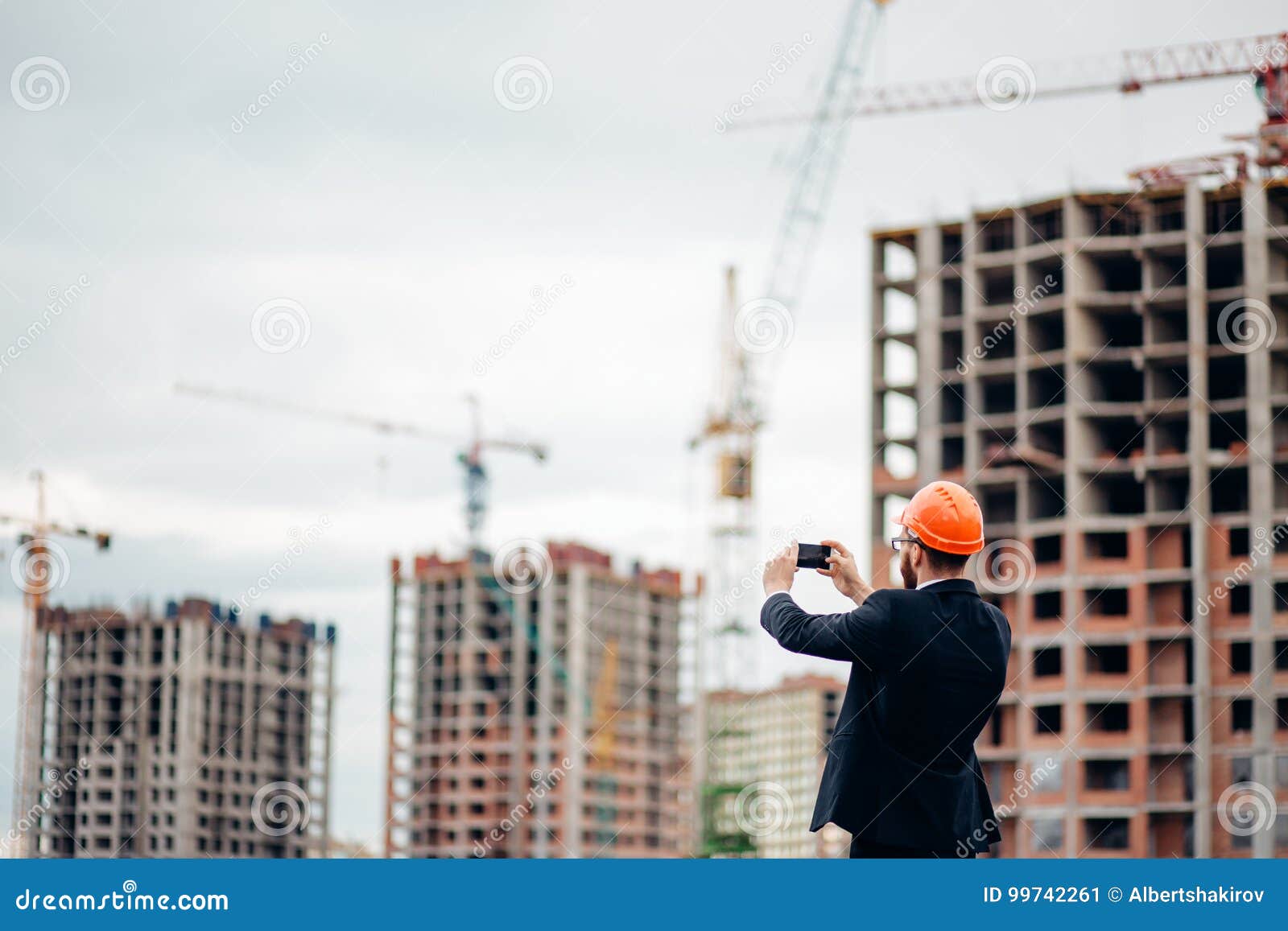 Engineer Take a Photo of Construction Site Stock Image - Image of ...