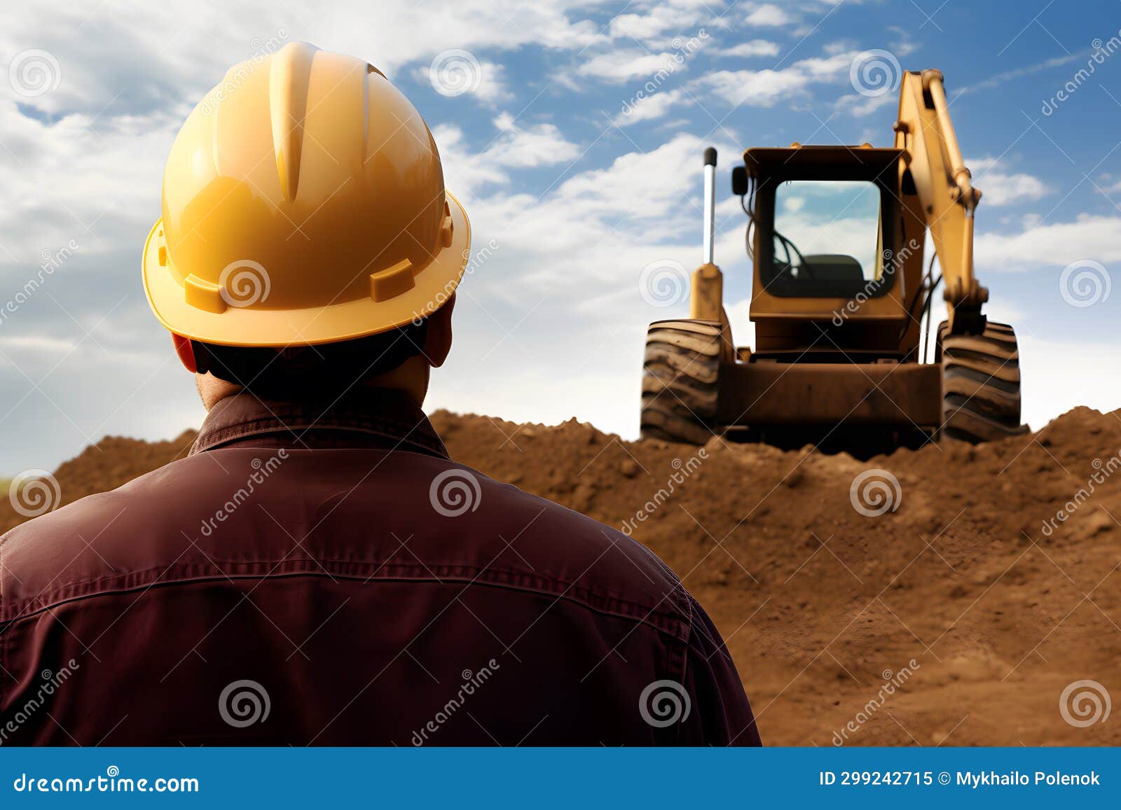 Construction Engineer Supervising Work at Building Site. Neural Network ...