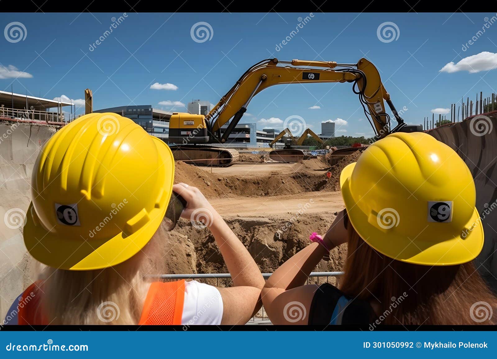 Construction Engineer Supervising Work at Building Site. Neural Network AI Generated Stock ...