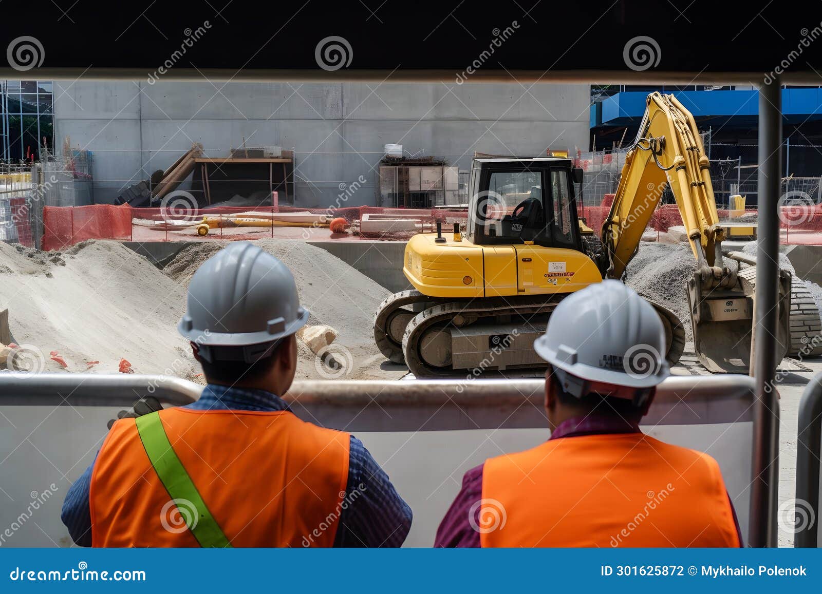 Construction Engineer Supervising Work at Building Site. Neural Network AI Generated Stock Photo ...