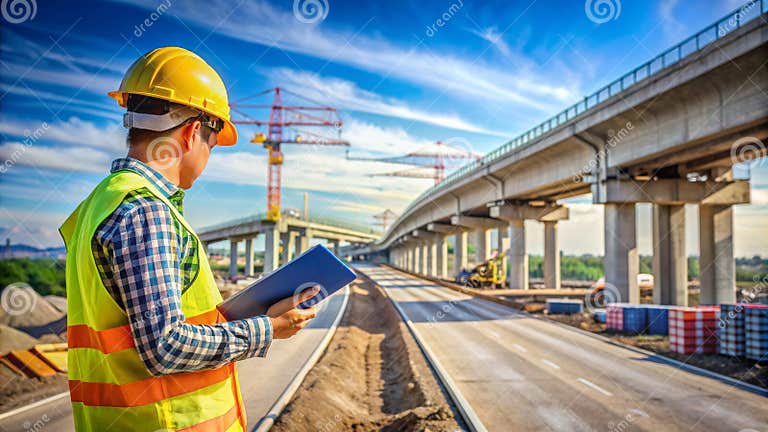 Construction Engineer Surveying New Highway, Construction, Engineer ...
