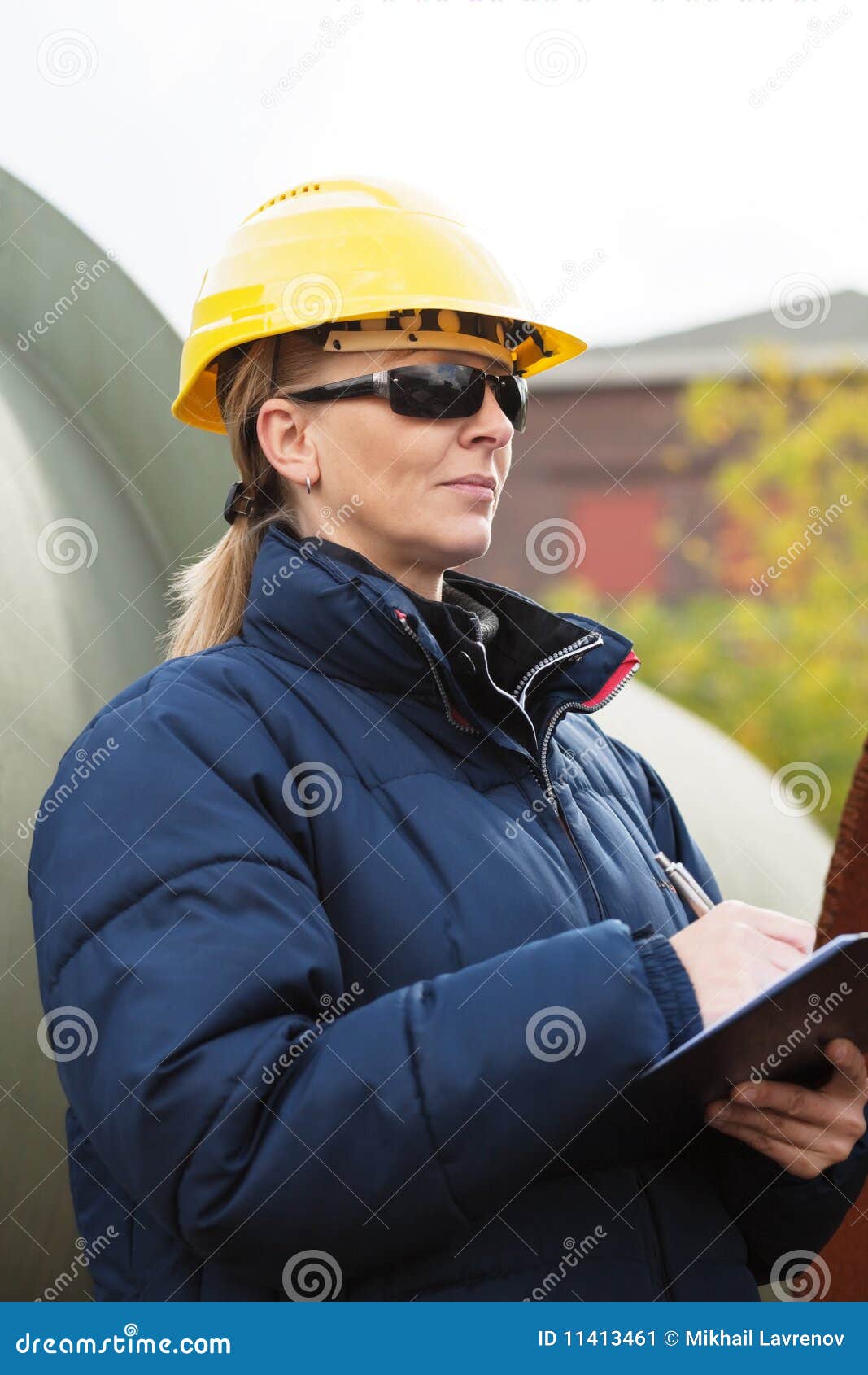 Construction Engineer Taking Notes Stock Image - Image of woman, hard ...