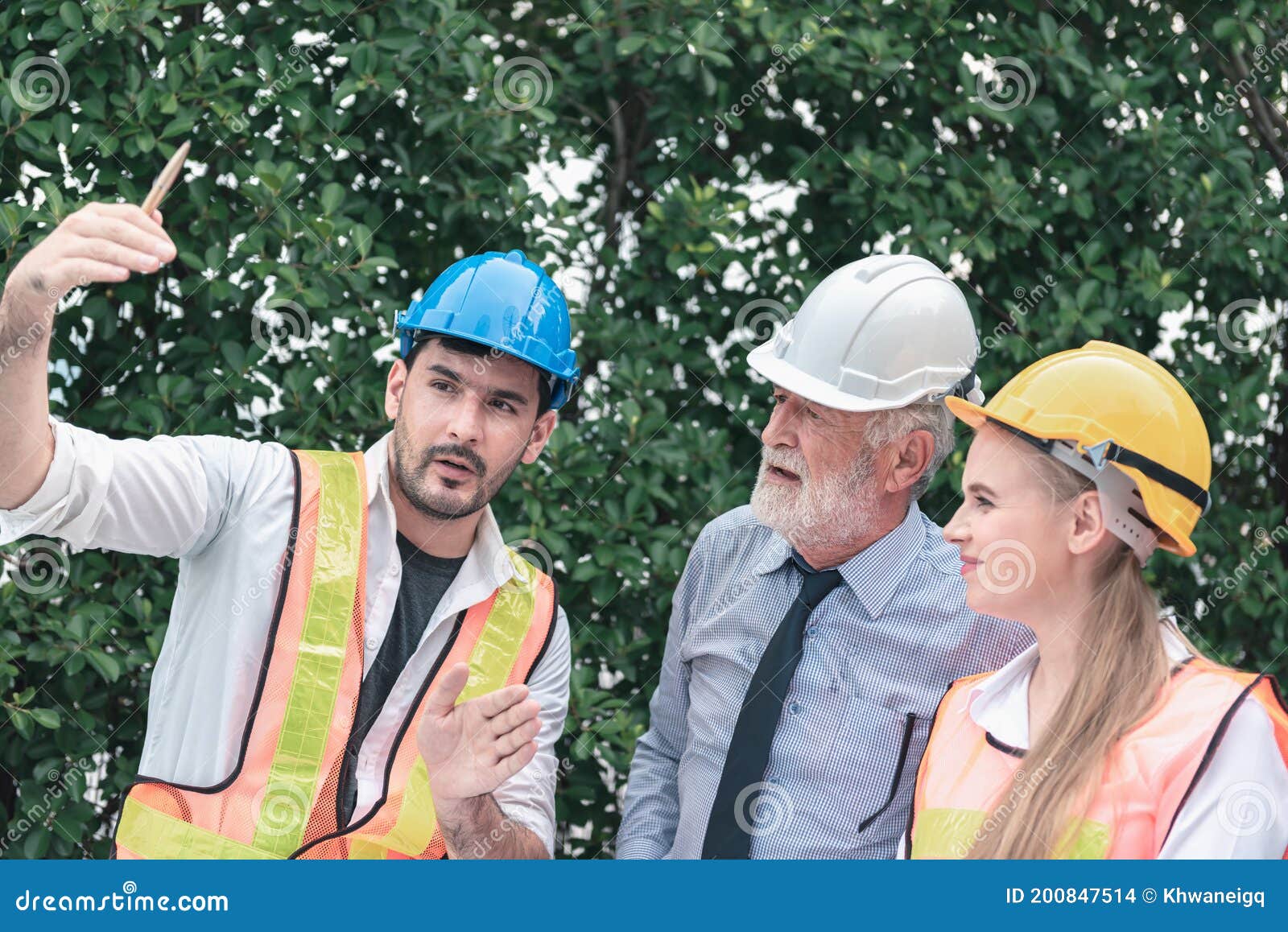 Construction Engineer Team Discussion Planing Work for Residential ...