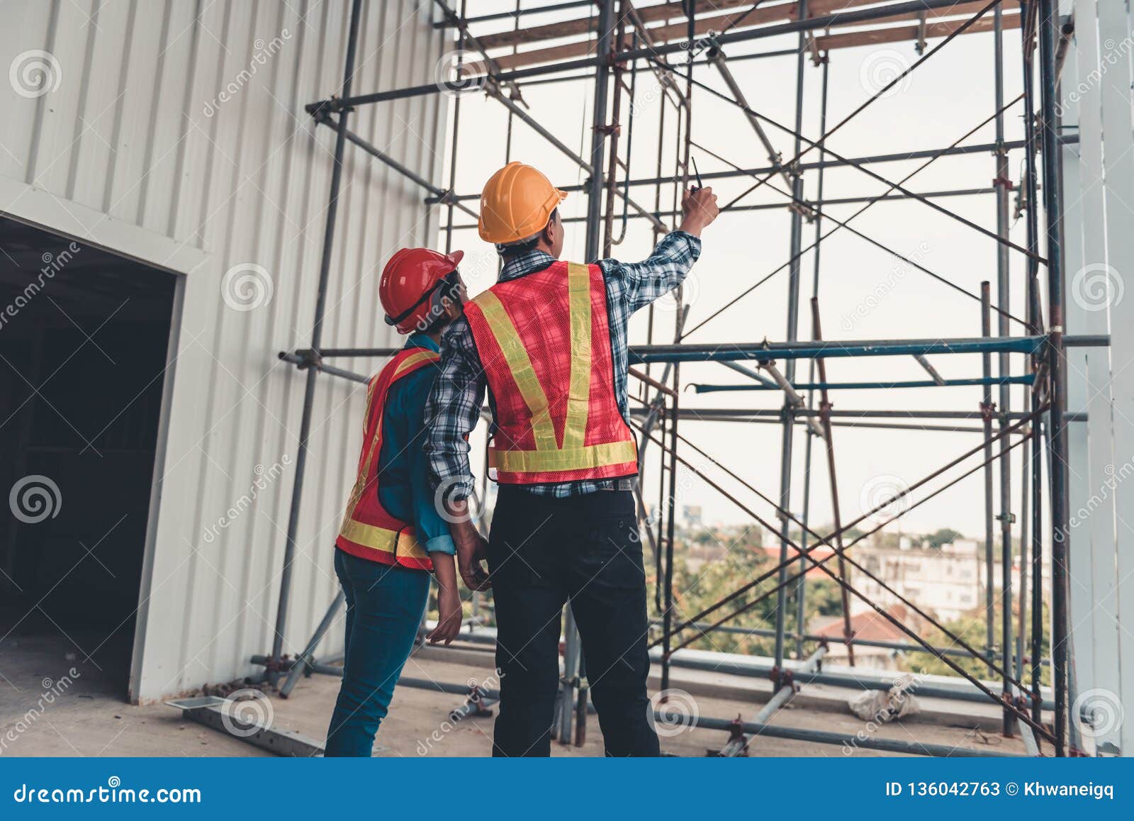 Construction Engineer Teamwork are Inspection Site Constructing and ...