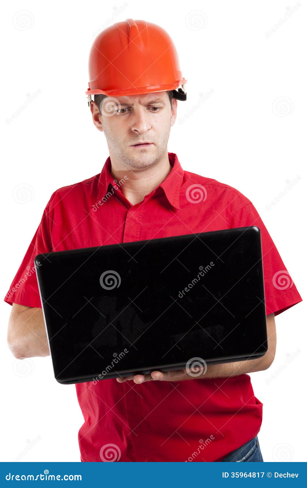 Construction Engineer Using His Laptop Computer Stock Image - Image of ...