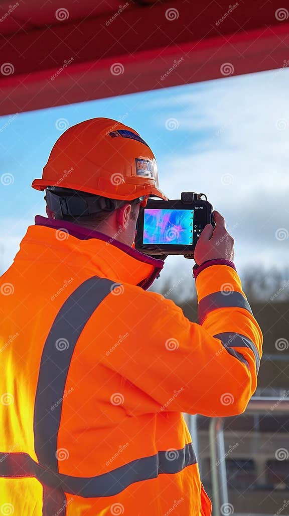 Construction Engineer Using Thermal Imaging To Inspect Bridge Insulation Layers Stock ...