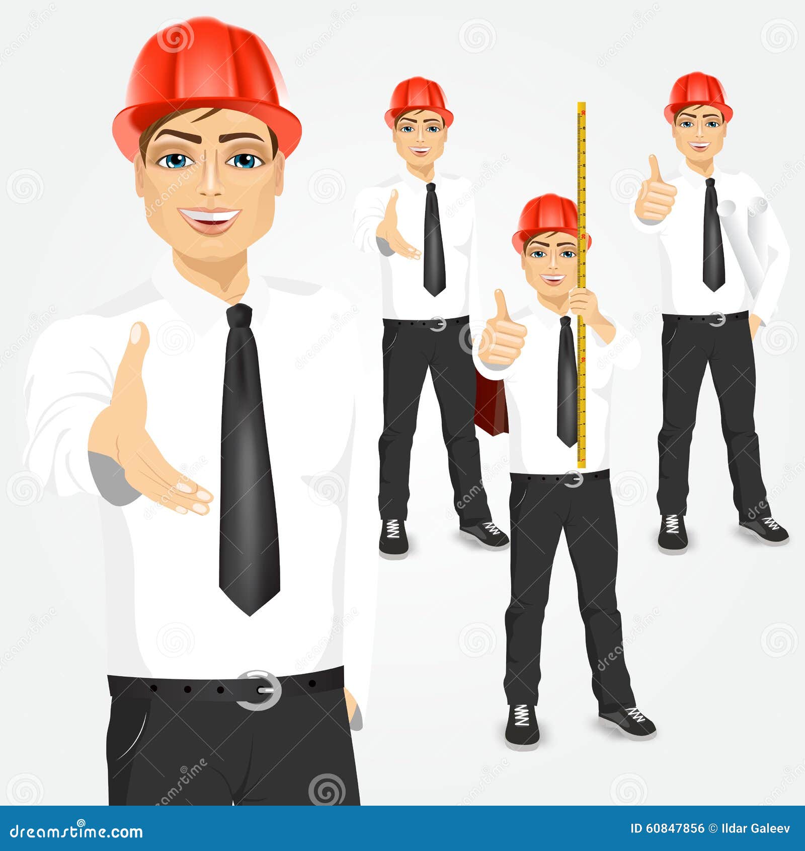 Construction Engineer Worker Builder Set Stock Vector - Illustration of ...