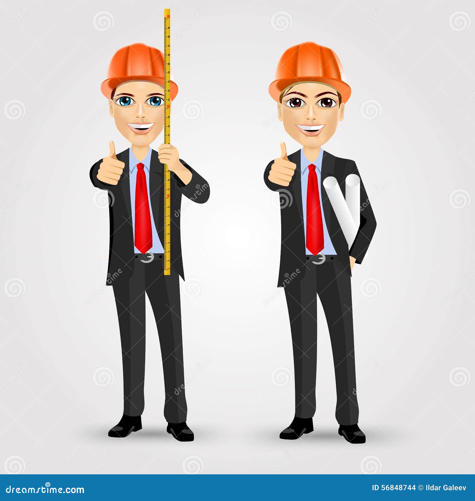 Engineer Worker With Blueprint Cartoon Vector | CartoonDealer.com #53390569
