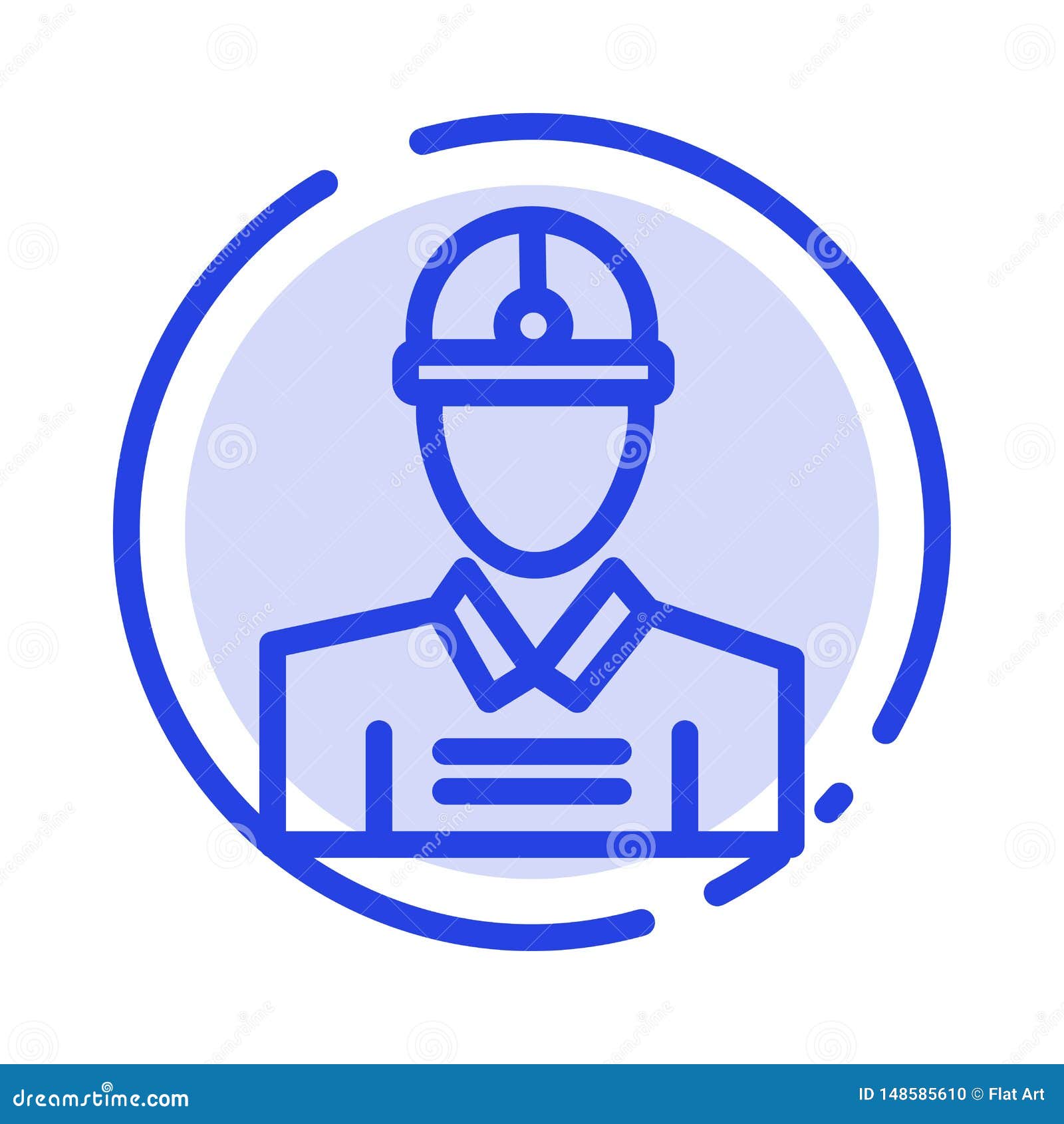 Construction, Engineer, Worker, Work Blue Dotted Line Line Icon Stock ...